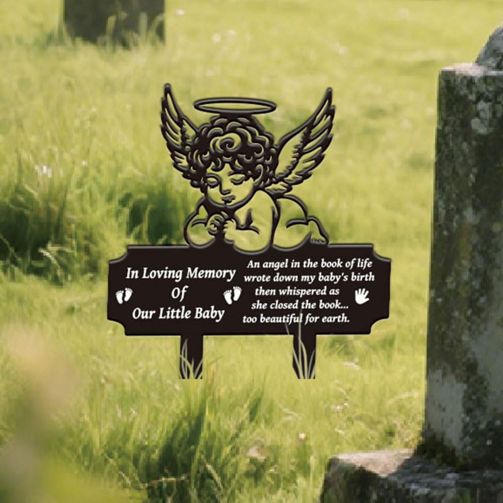 Baby Memory Memorial Grave Markers Angle Baby Metal Garden Stake Graves ...