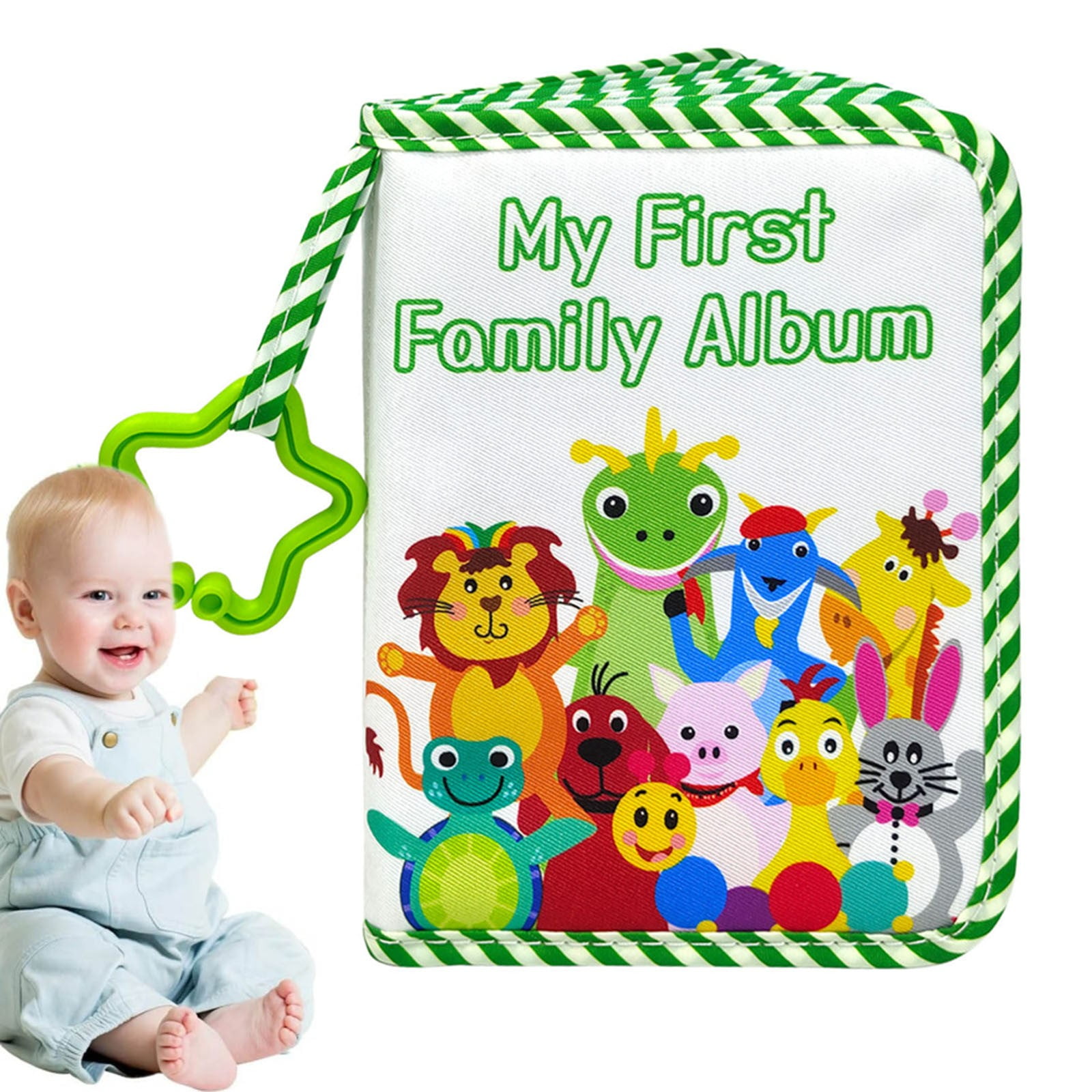 Baby Memory Photo Album - Soft Cloth First Year Book - Growth Milestone ...