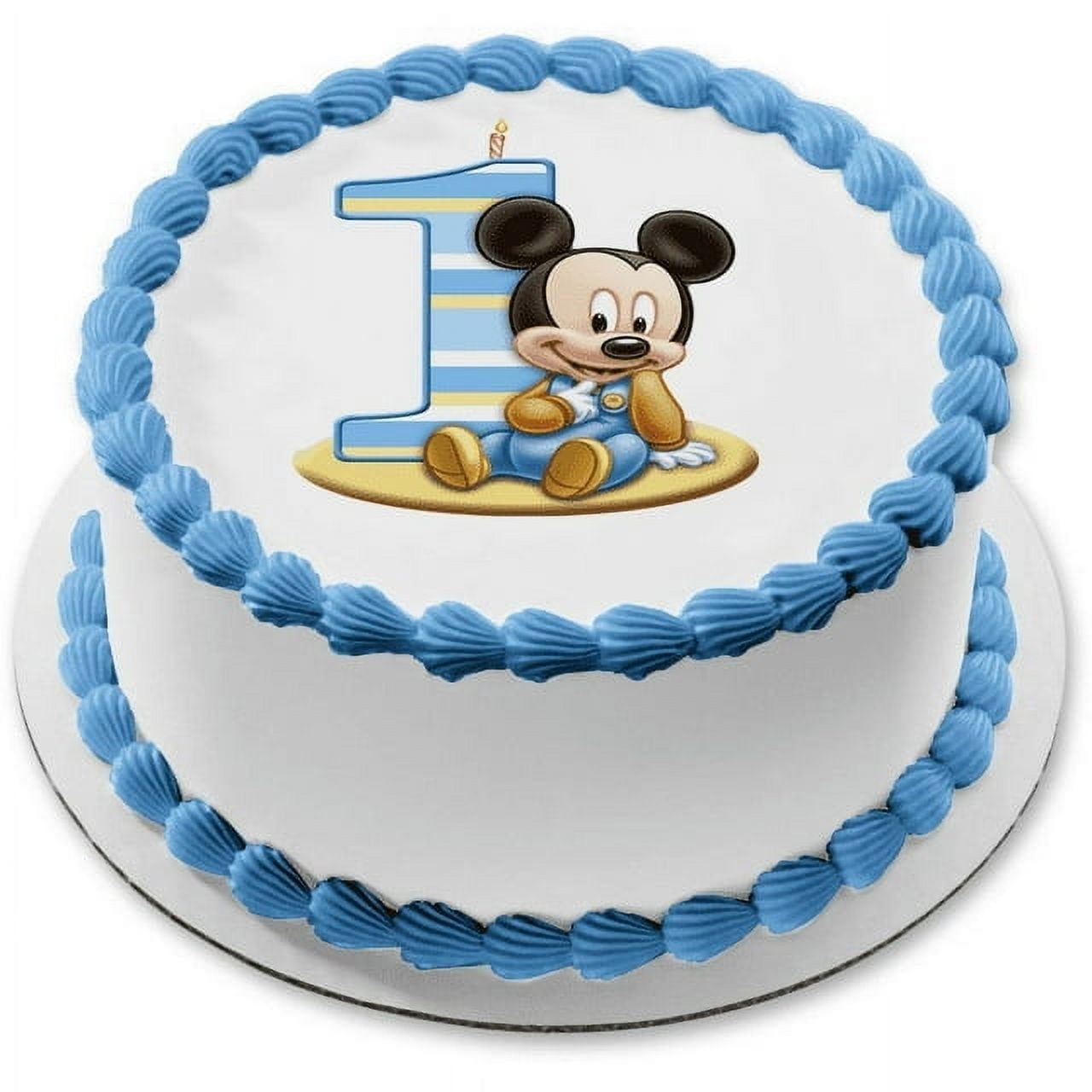 Baby Mickey Mouse 1st Birthday Candle Edible Image Cake Topper For Half ...