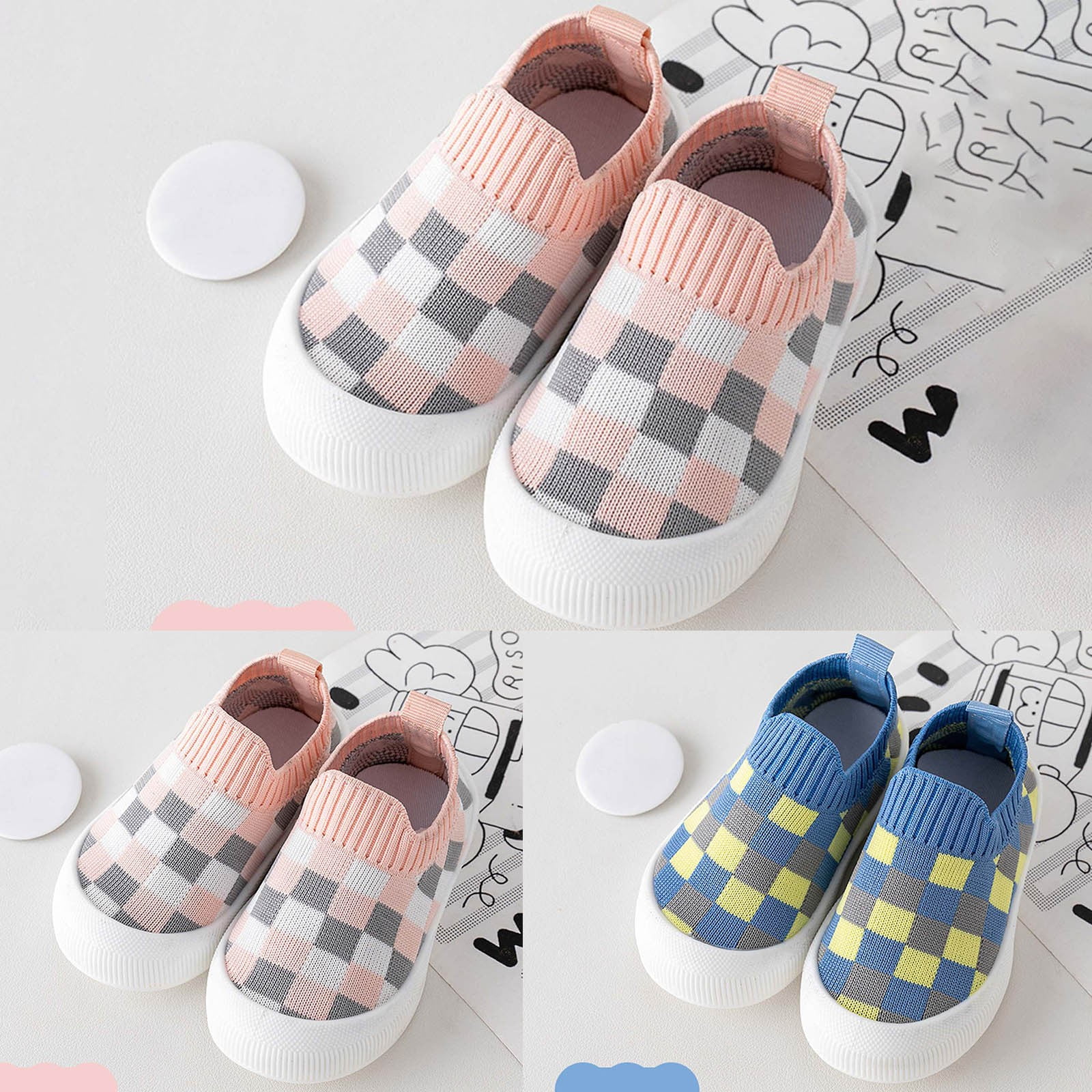 Baby Mid-Top First Walker Shoes Tartan Boy Girl Barefoot Shoe Soft ...