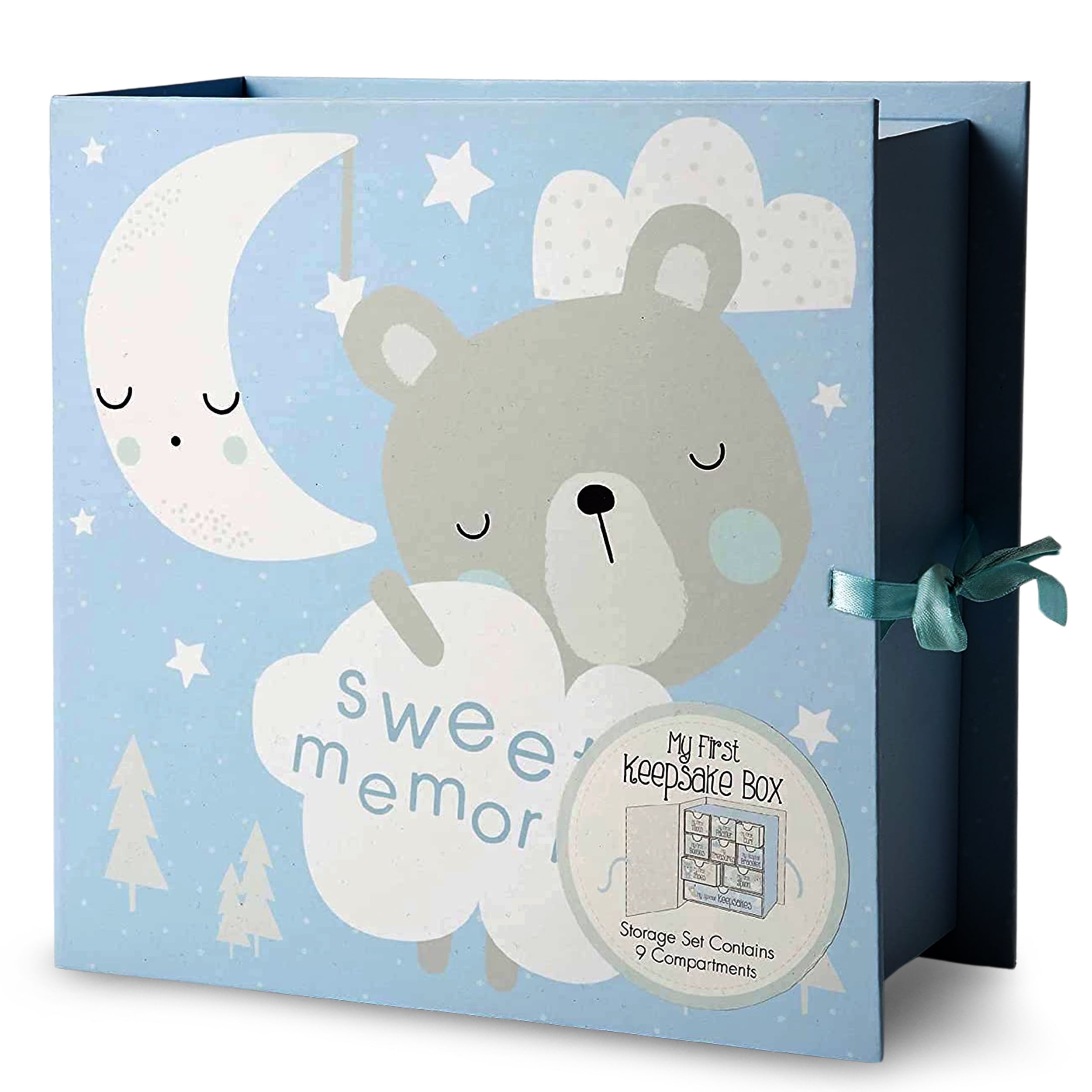 Baby Milestone Keepsake Storage Box for Kids - Sweet Memories - Blue ...