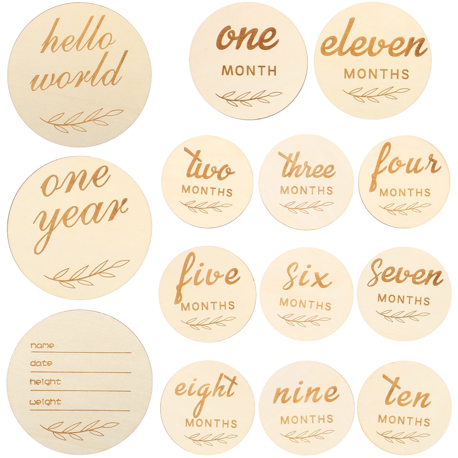 Baby Milestone Wood Wooden Sign Growth Signs Newborn Months 14 Pcs ...