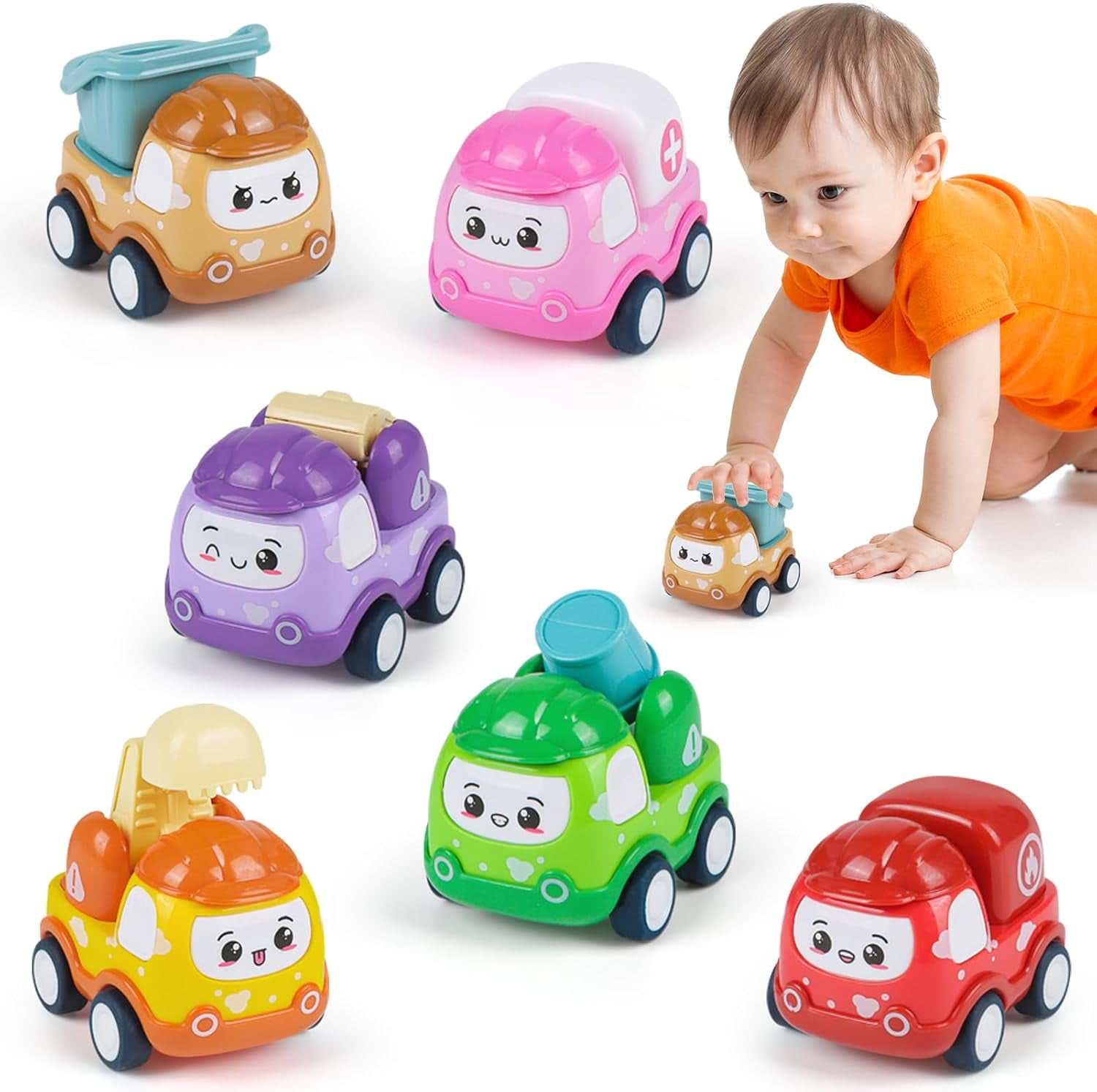Baby Mini Car Toys Set for Boy , Infant Push and Go Friction Powered ...
