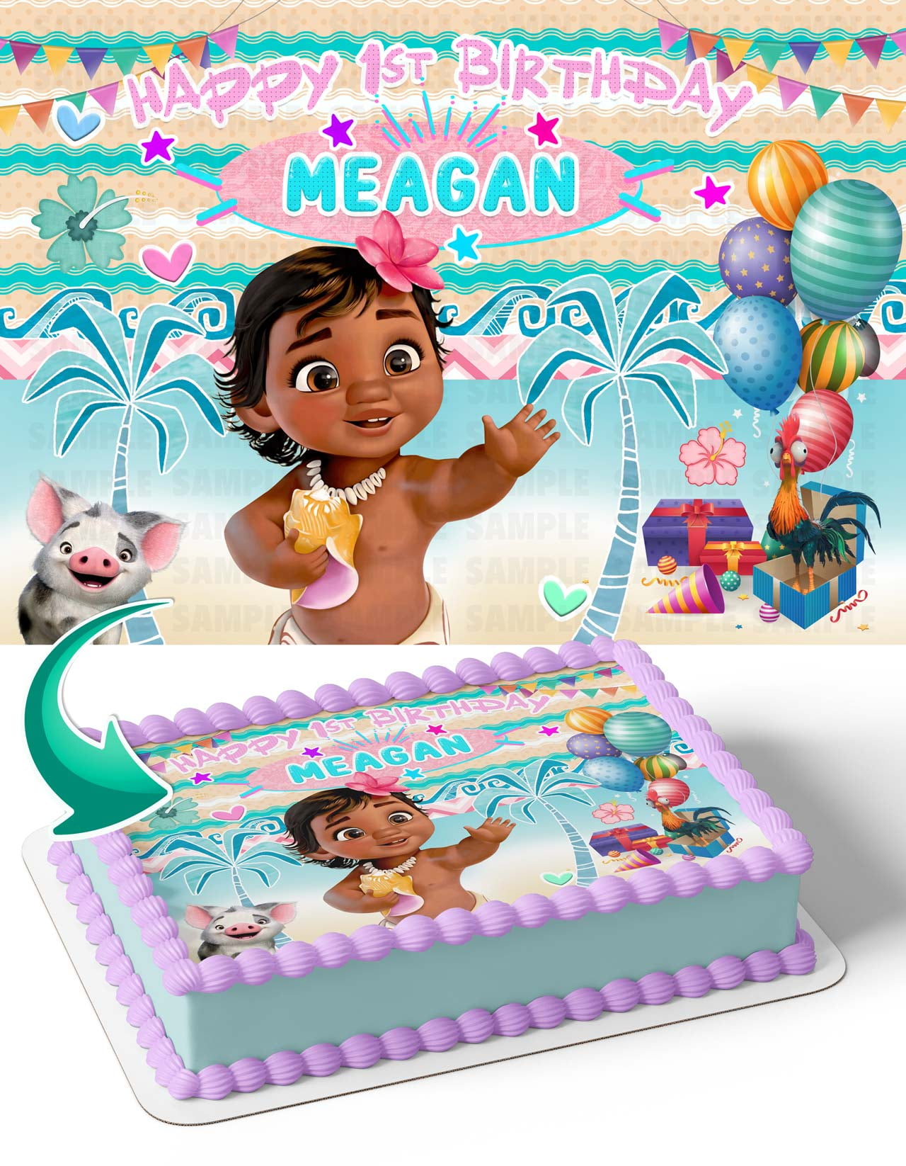 BirthdayJungle Baby Moana Edible Image Cake Topper, by BirthdayJungle ...