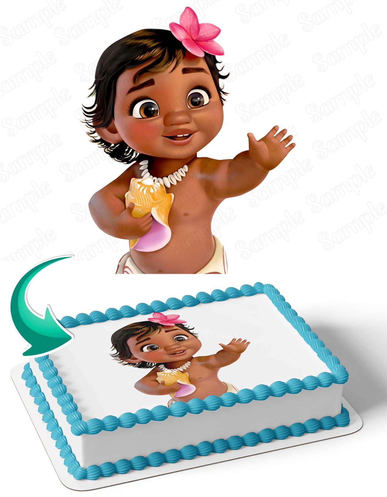 Baby Moana Deco Wrap Edible Image Cake Topper Personalized Birthday ...