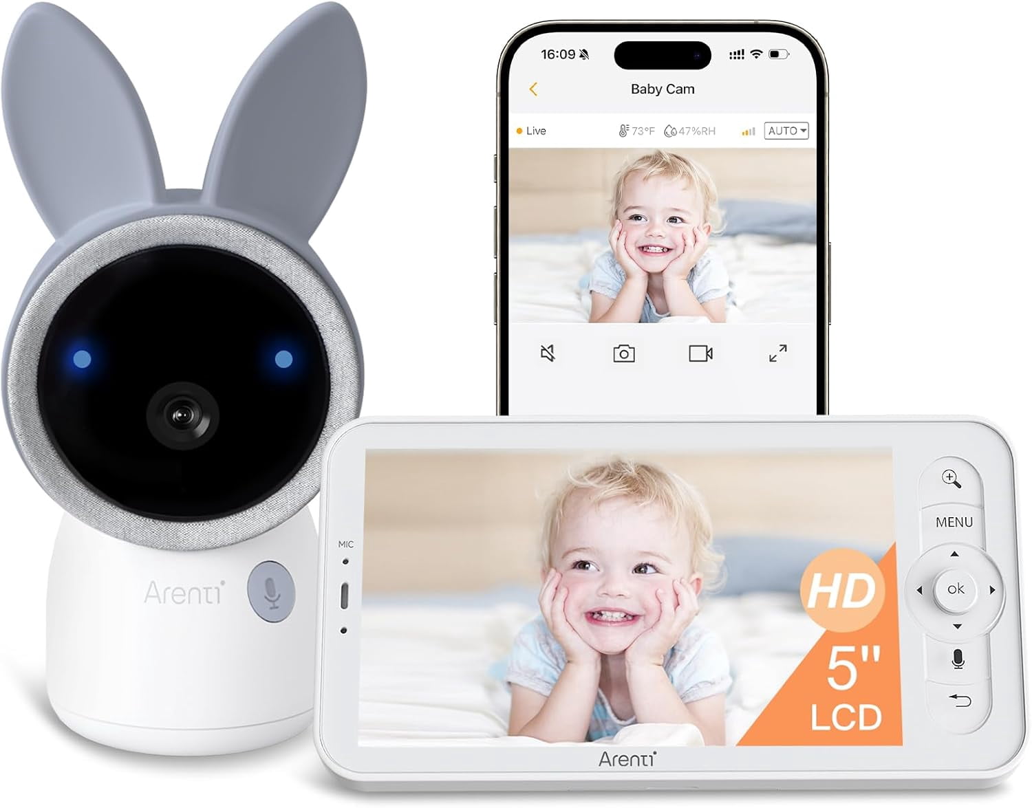 Baby Monitor with Camera and Audio, 4MP Video Baby Monitor with 5 ...