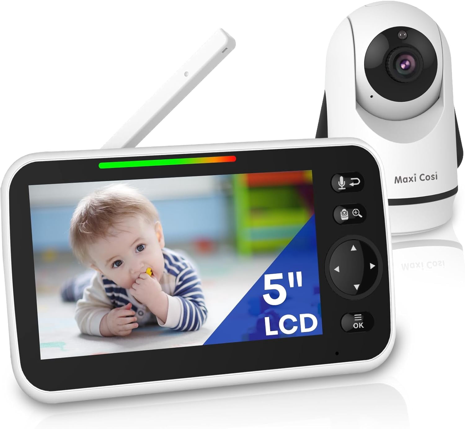 Baby Monitor with Camera and Audio, 5'' Screen Baby Monitors No WiFi ...