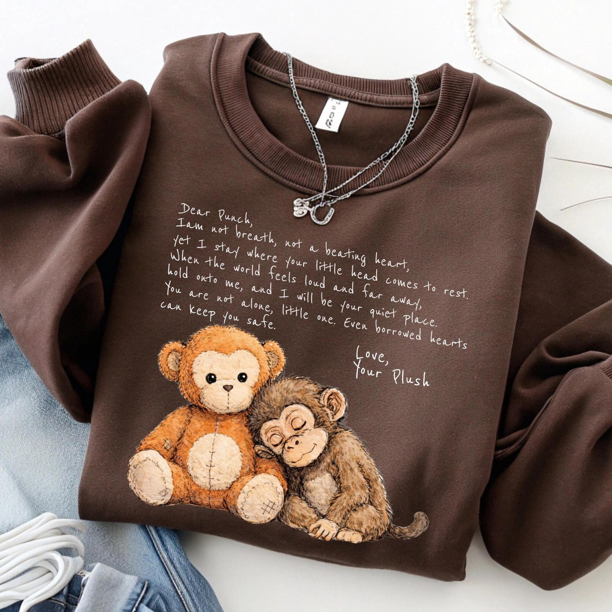 Baby Monkey Hugging Plush Shirt Cute Orangutan Cuddly Toy TShirt ...