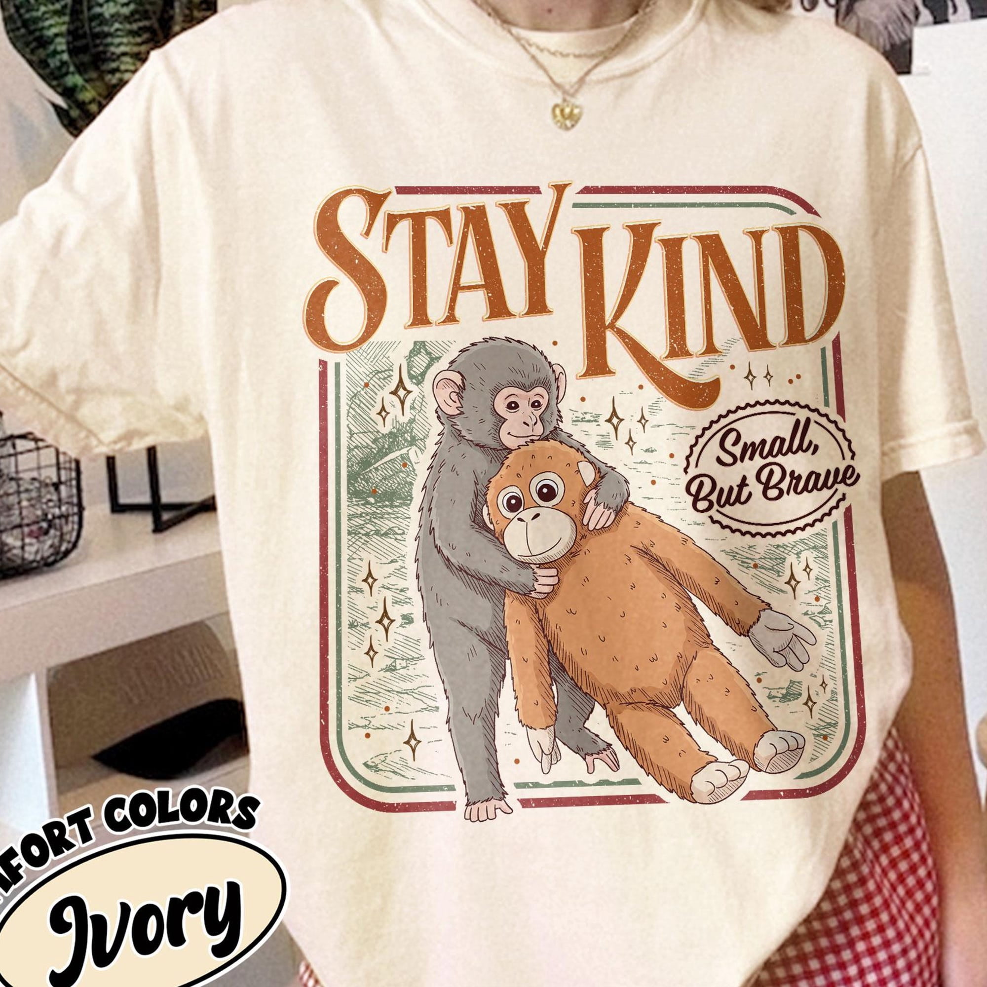 Baby Monkey Punch Shirt Hugging Monkey Shirts Animal Lover Gift Cute ...