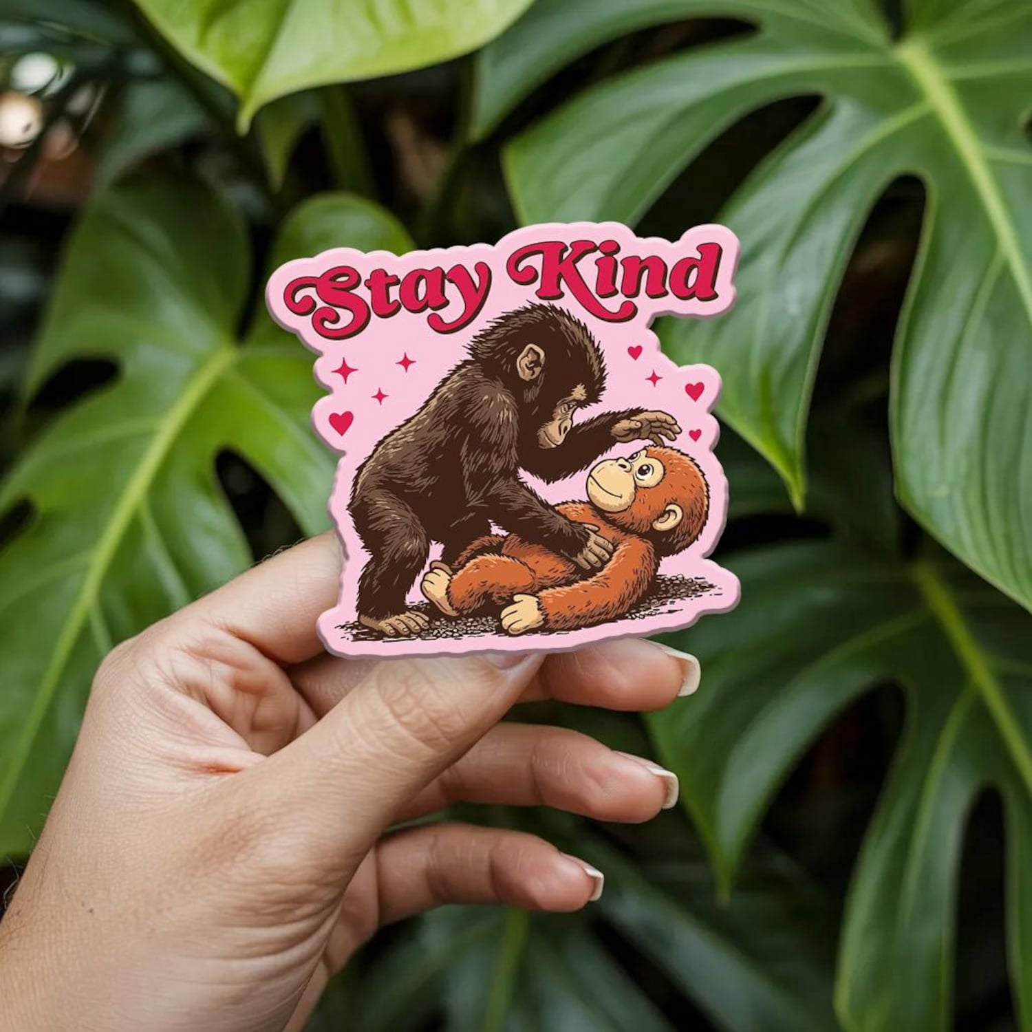 Baby Monkey Punch Stay Kind Badge Reel, Animal Lover Badge Clip, Dear ...