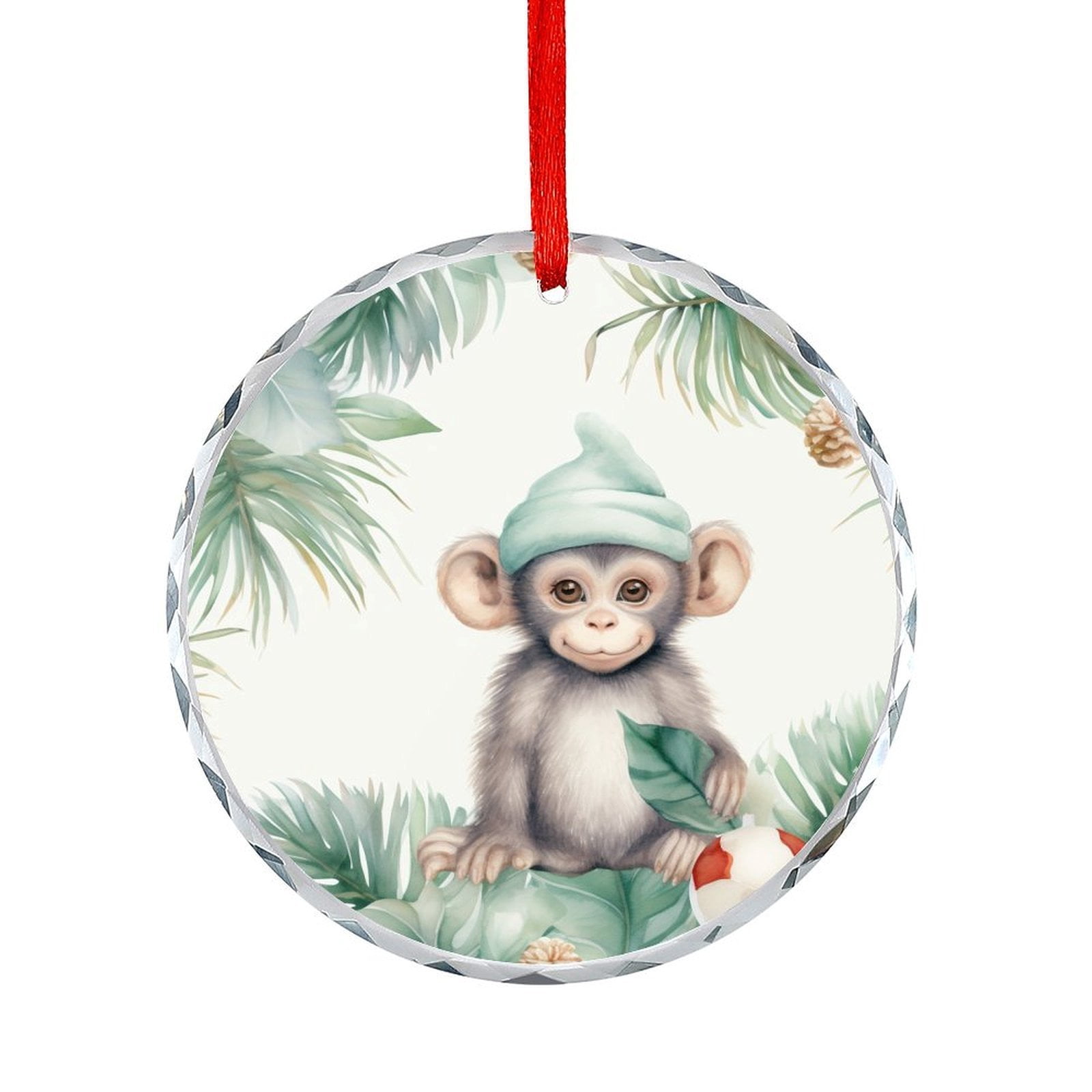Baby Monkey Tucked in A Palm Tree Xmas Ornament Appreciation Gifts ...