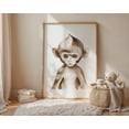 Baby Monkey Watercolor Nursery Sepia Brown Animal Illustration Children ...