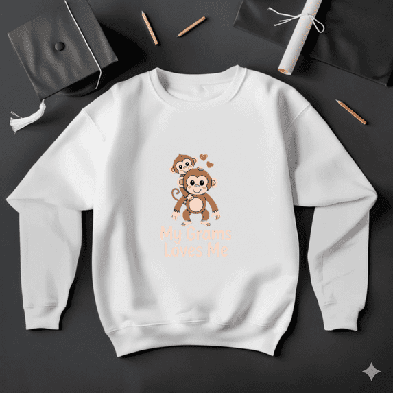 Baby Monkey and Grandma Love Cute Family Animal Humor Sweatshirt, up to ...
