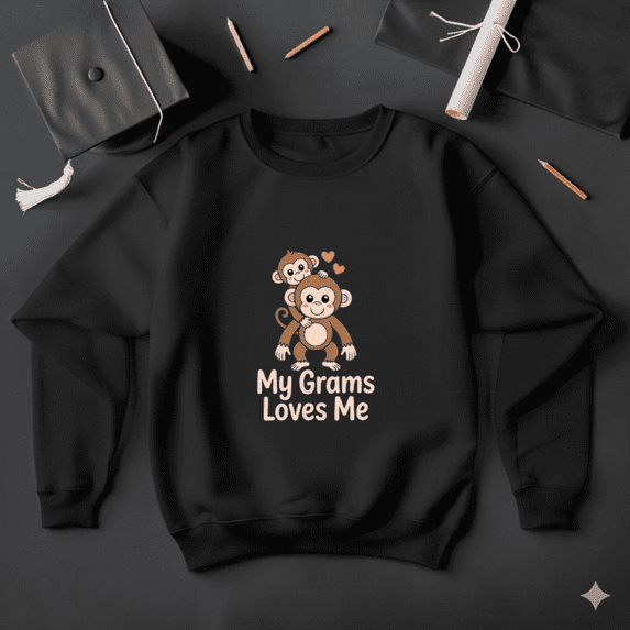 Baby Monkey and Grandma Love Cute Family Animal Humor Sweatshirt, up to ...
