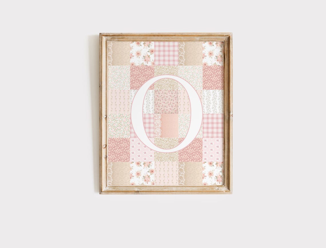 Baby Monogram Art, Baby Girl Monogram, Patchwork Monogram Initial ...