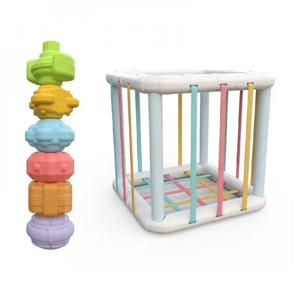 Baby Montessori Shape Sorter Cubes Rainbow Colored Blocks Sorting Game ...