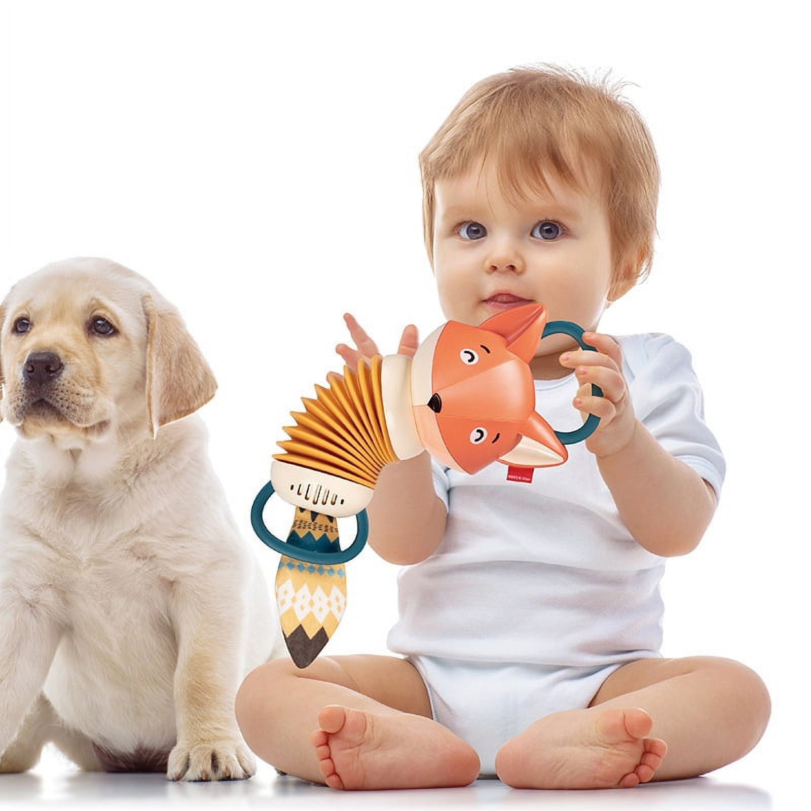 Baby Montessori Toys 18M+, Little Fox Accordion Silicone Drawstring ...