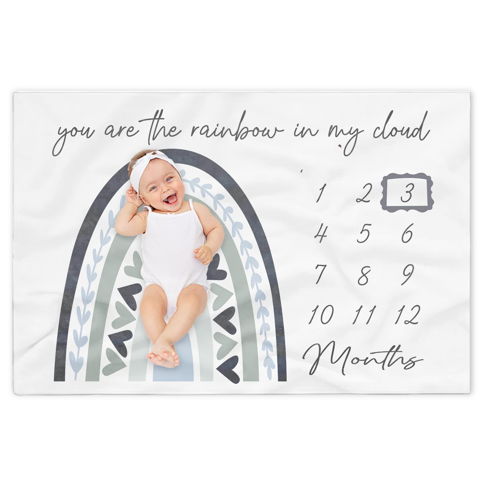 Baby Monthly Milestone Blanket Boy or Girl, Rainbow Monthly Milestone ...