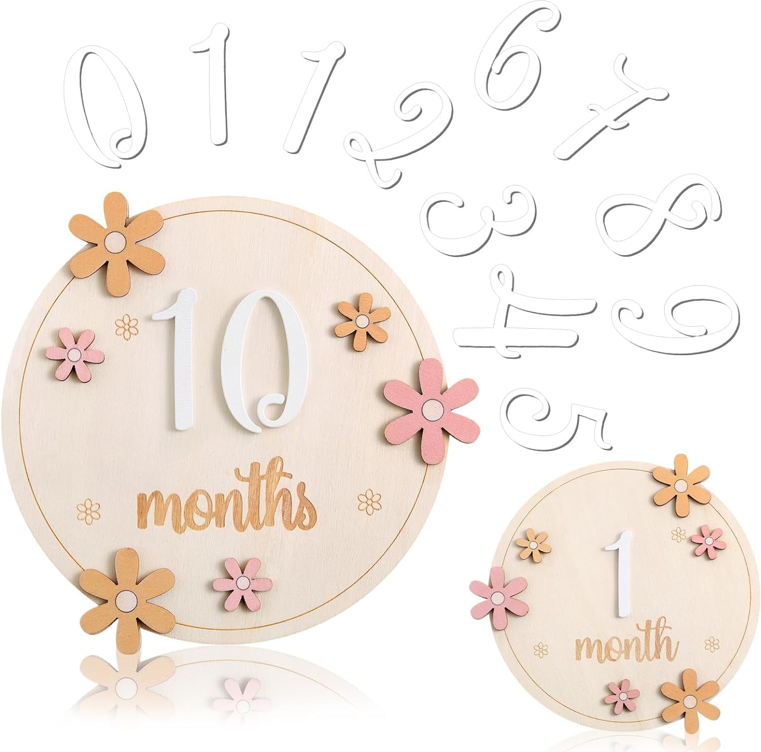 Baby Monthly Milestone Cards with 11 Interchangeable Number Set of 12 ...