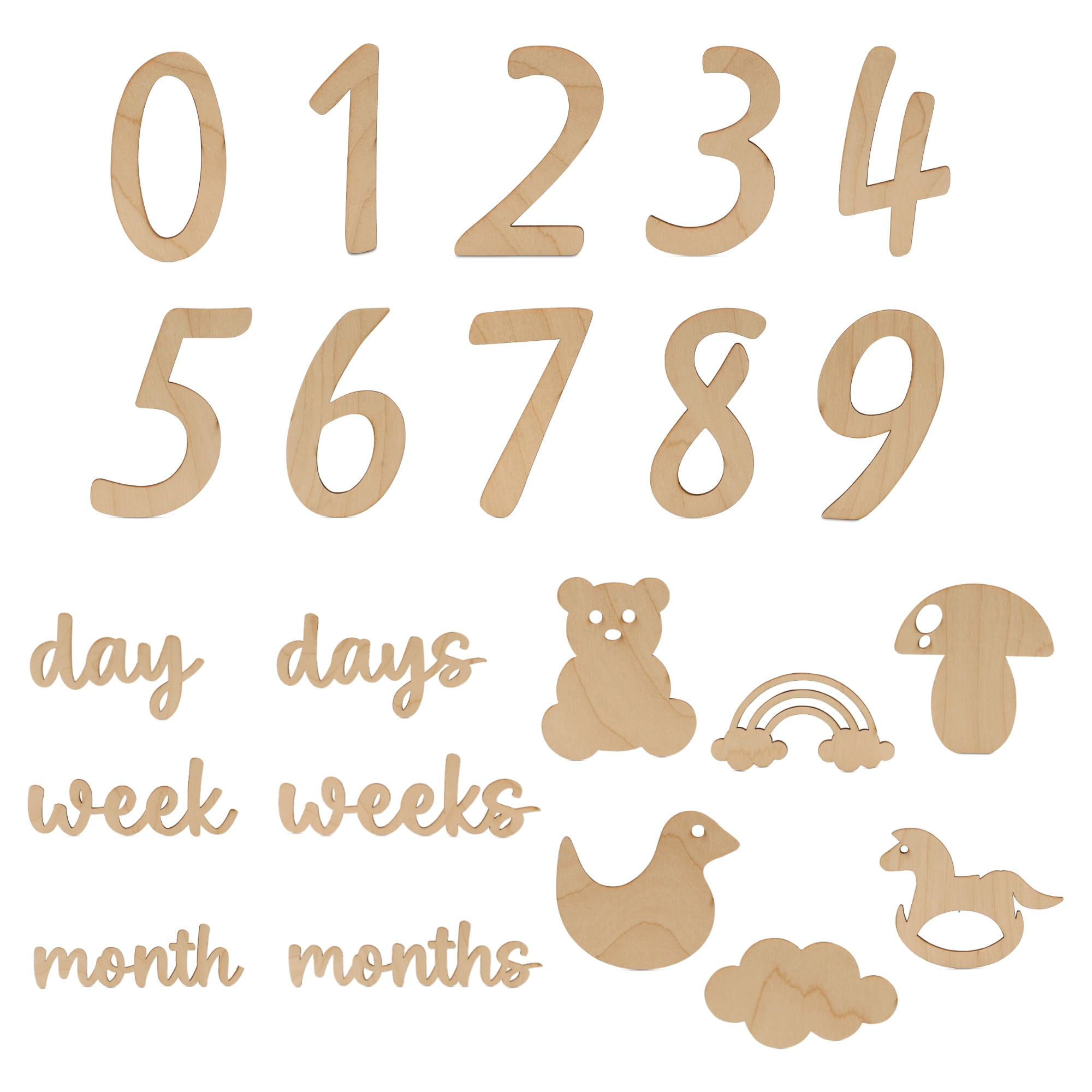 Baby Monthly Milestone Cards Pack of 5 Wooden Number Sets of 22 Baby ...