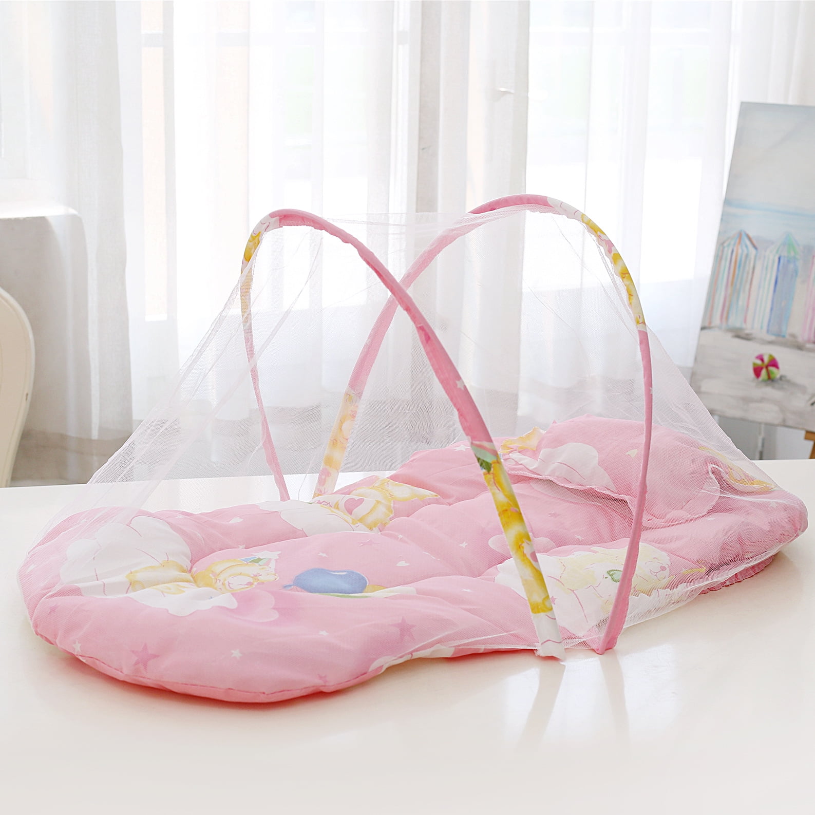 Baby Mosquito net foldable installation-free pillow with cotton pad ...