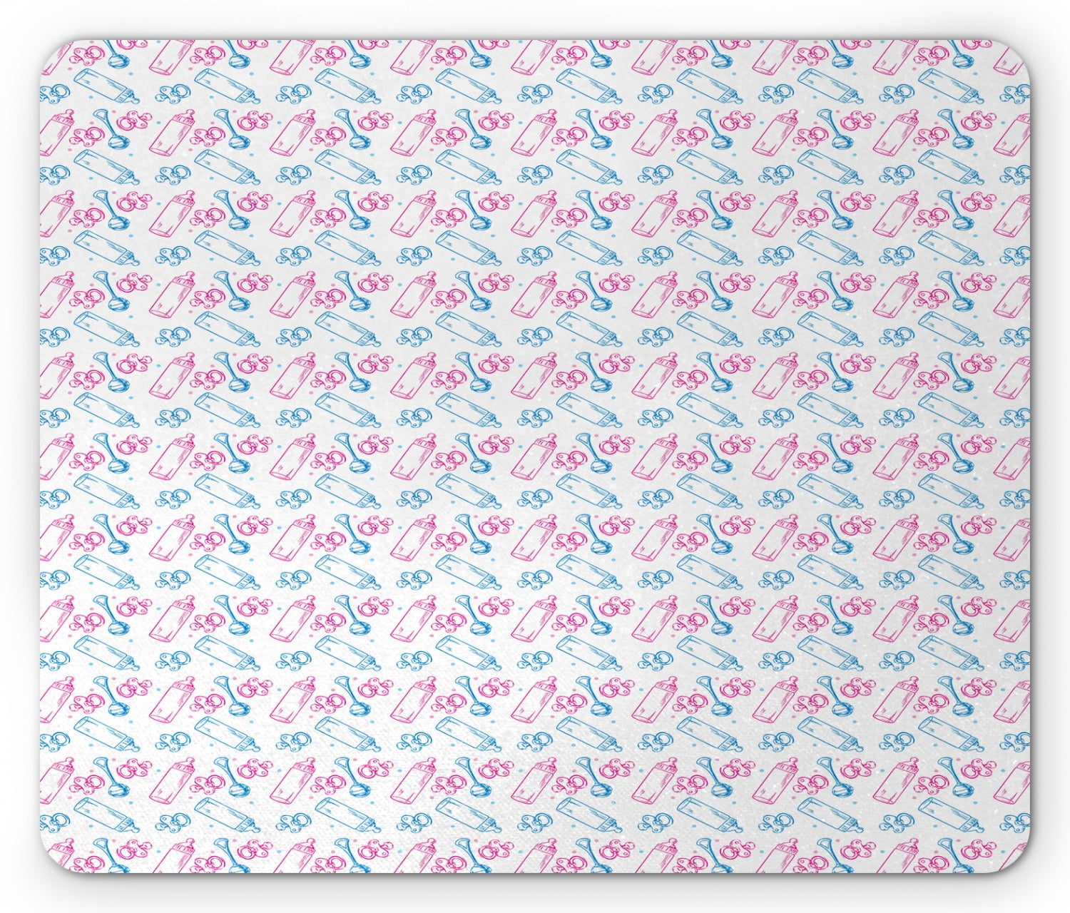 Baby Mouse Pad, Milk Bottles Pacifiers Rattles Pattern Hand Drawn Baby ...