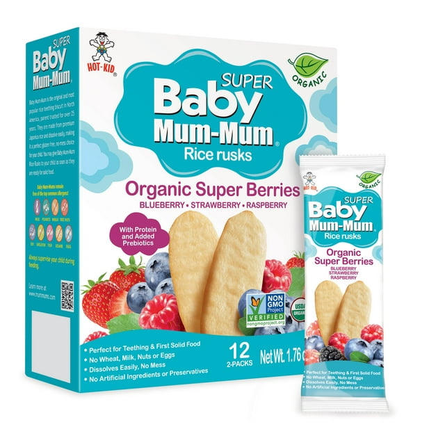 Baby Mum-Mum Organic Super Berries Rice Rusks Food - 6 Boxes - Walmart.com