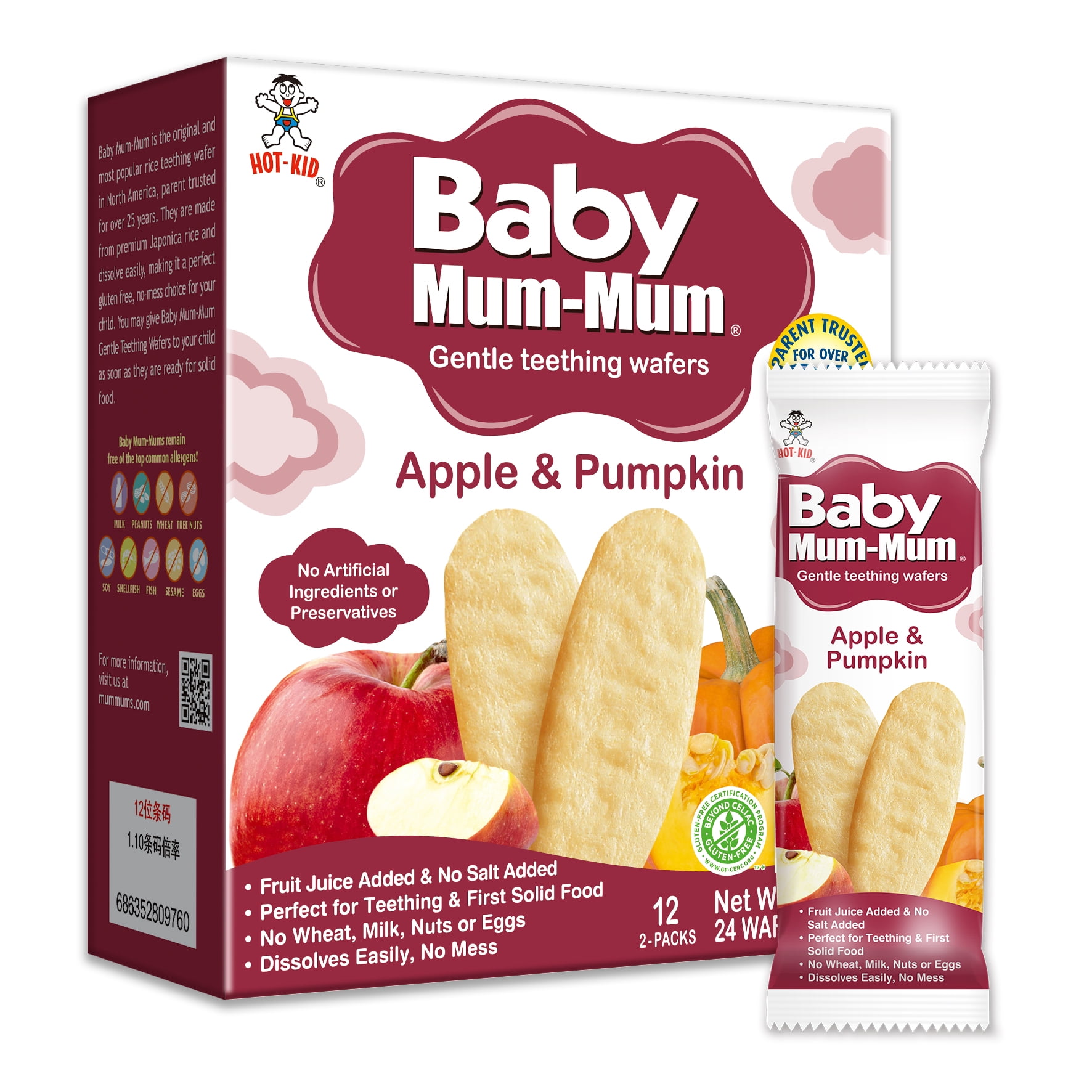 Baby Mum-Mum Rice Rusks, Apple & Pumpkin Baby Snack, 24 Pieces, 1.76 oz ...