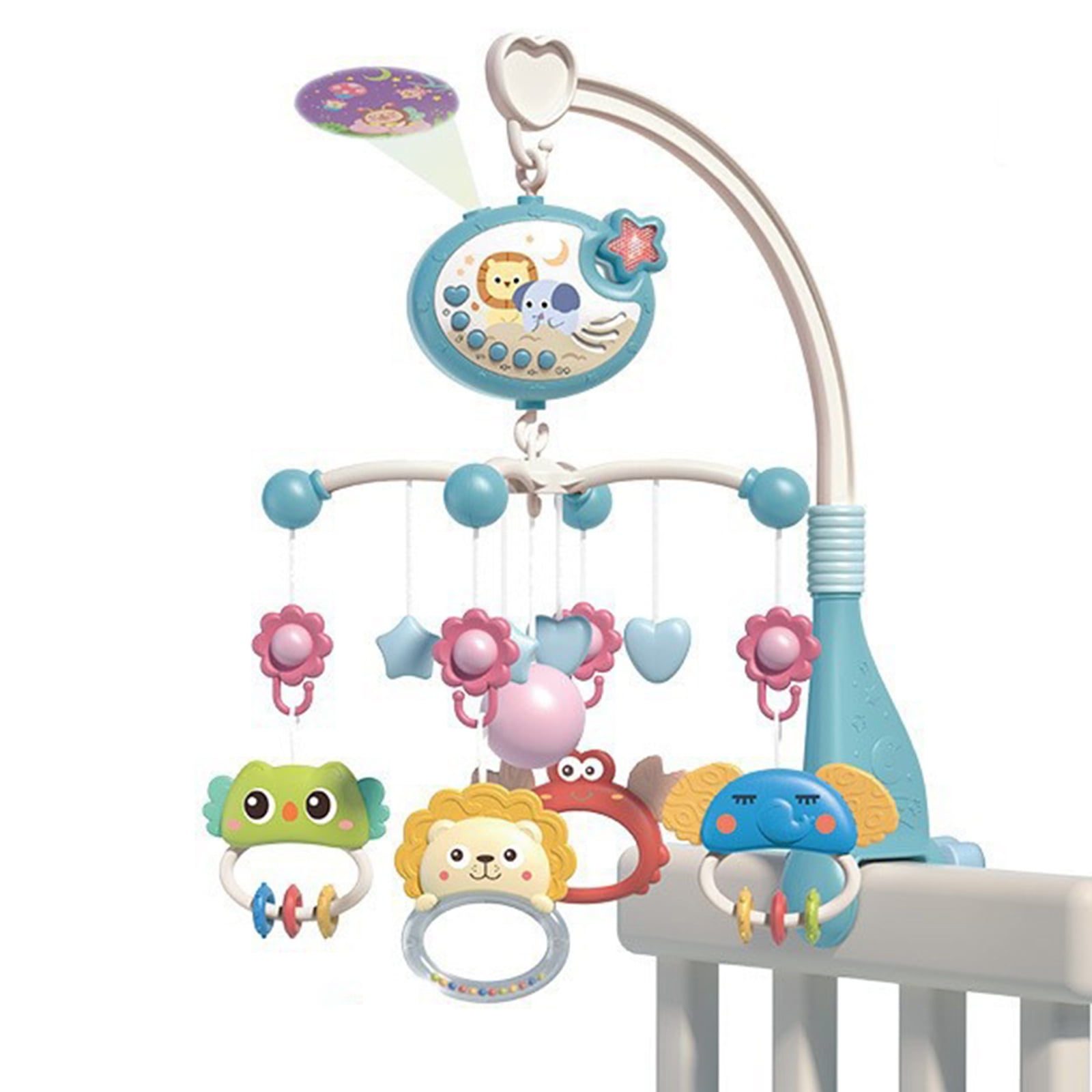 Baby Musical Crib Bed Bell Rotating Mobile Star Projection Nursery ...
