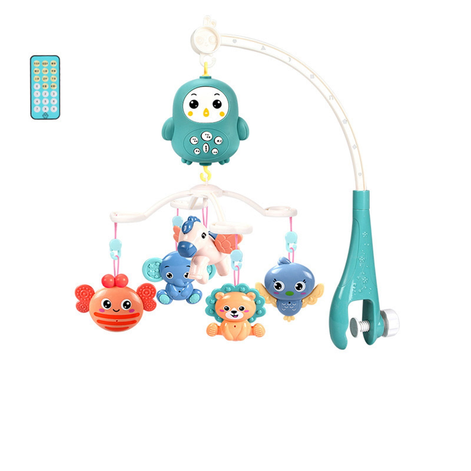 Baby Musical Crib Mobile With Hanging Rotating Toys Remote Control Bed ...