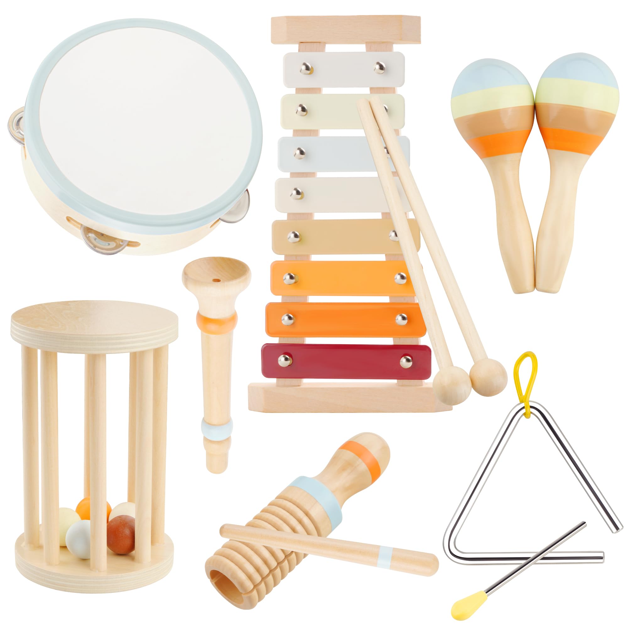 Baby Musical Instruments-Montessori Wooden AIF4 Toys with Modern Boho ...