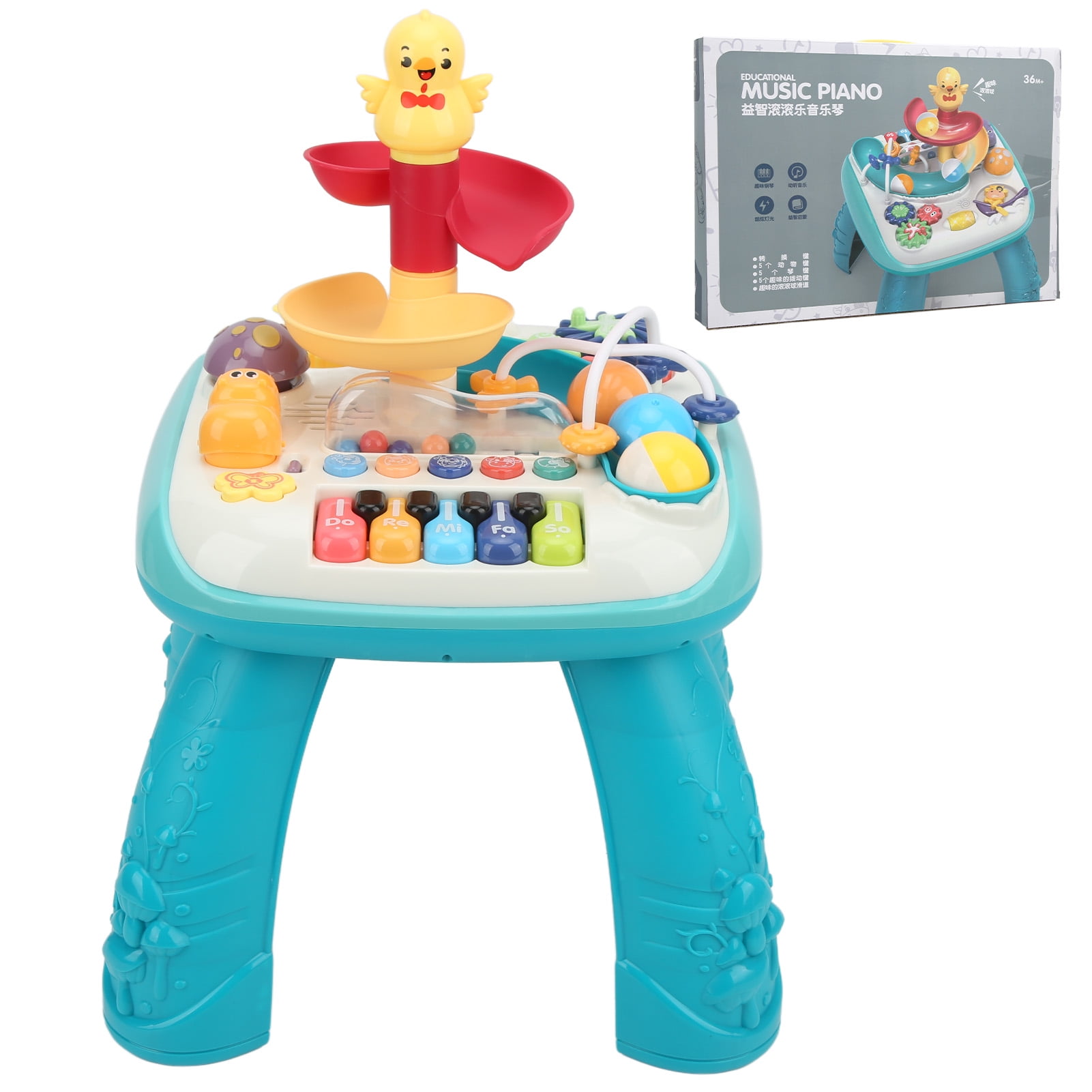 Baby Musical Toy Rotating Rolling Balls 5 Keys Animal Sounds Early ...