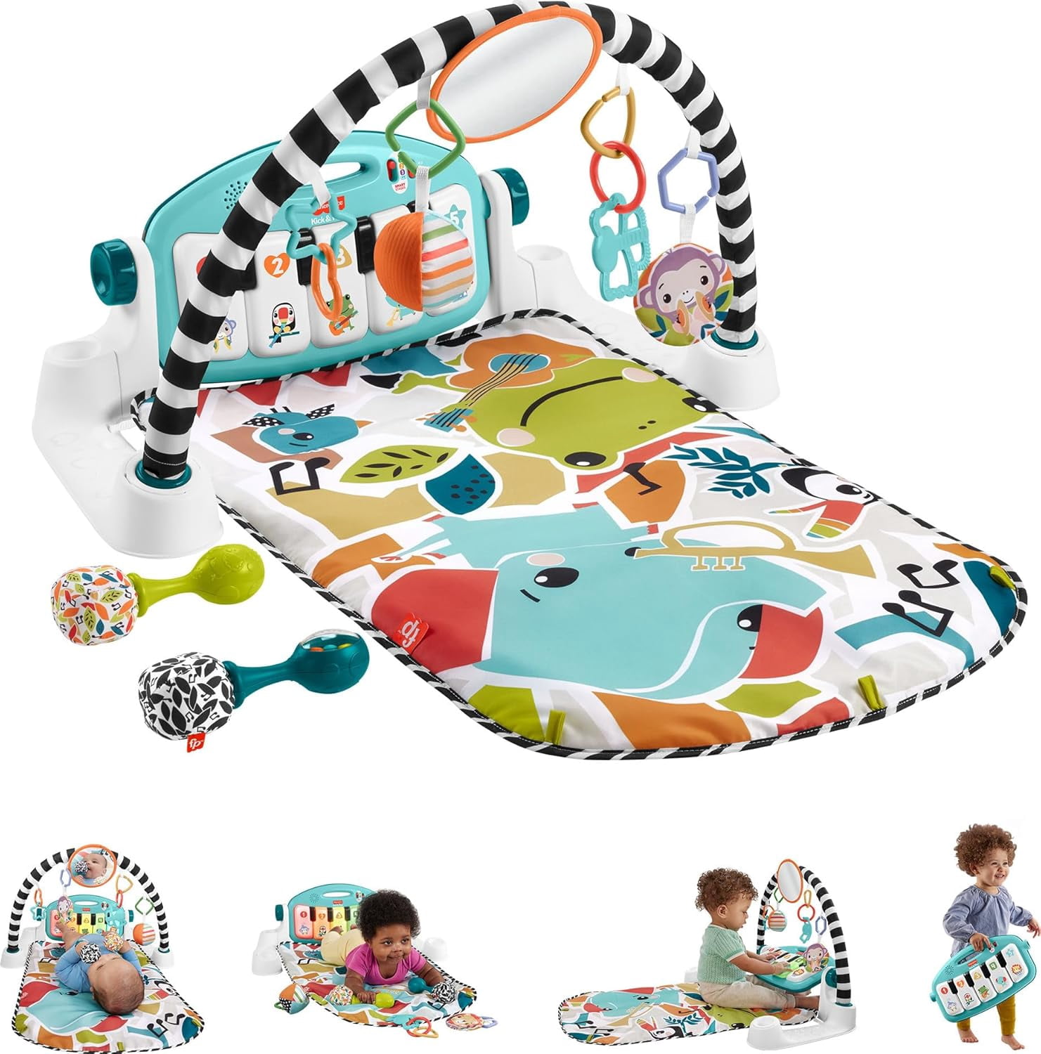 Baby Musical Toy Set Glow and Grow Kick & Play Piano Gym Pink Playmat ...