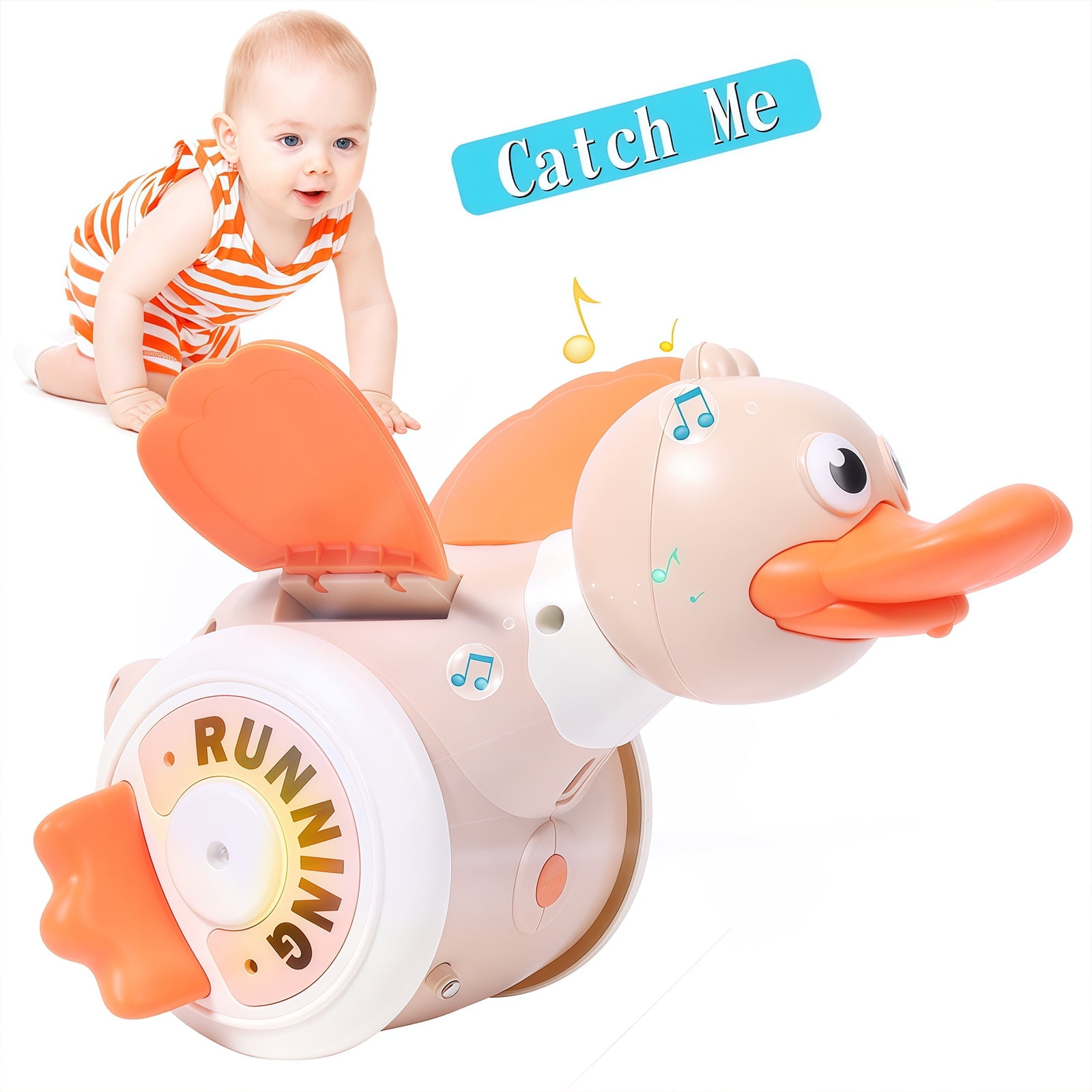 Baby Musical Toys Dancing Duck, 360° Rotation, Stirring Wings, Foraging Duck Toy for Toddler 1-3 ...