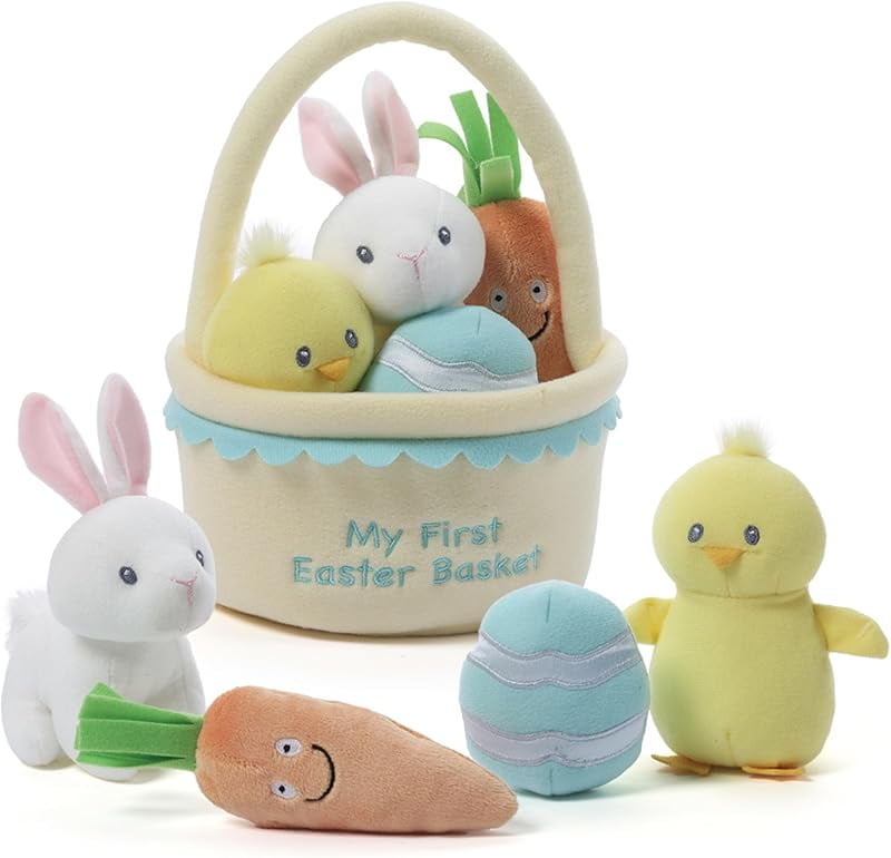 Baby My First Easter Basket 5-Piece Plush Playset with Rattle, Squeaker ...