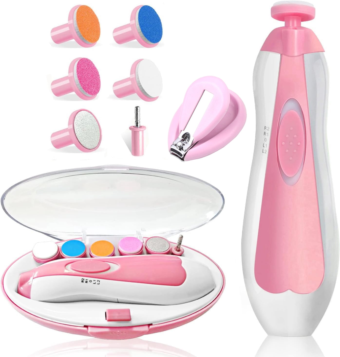 Baby Nail Filer and Baby Nail Clippers with Light Set, Electric Infant ...