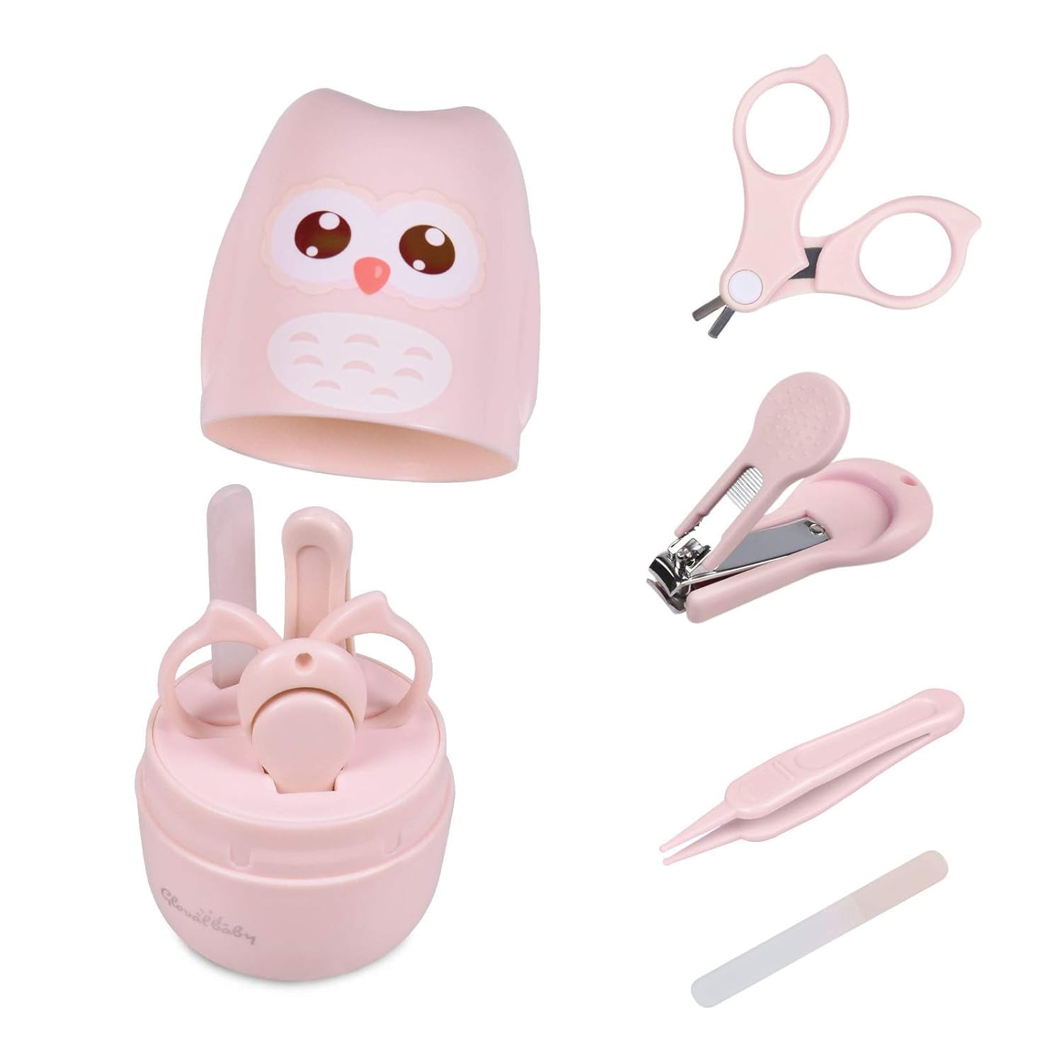 Gloval Baby Nail Care Kit, Pink Manicure Set with Nail Clipper ...