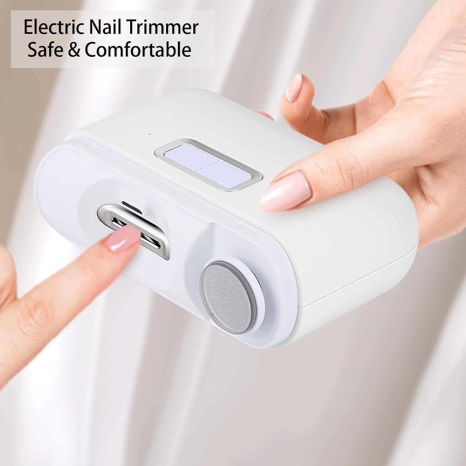 Baby Nail Trimmer Electric, Portable 2-in-1 Cutting and Grinding Automatic Nail Clipper with ...