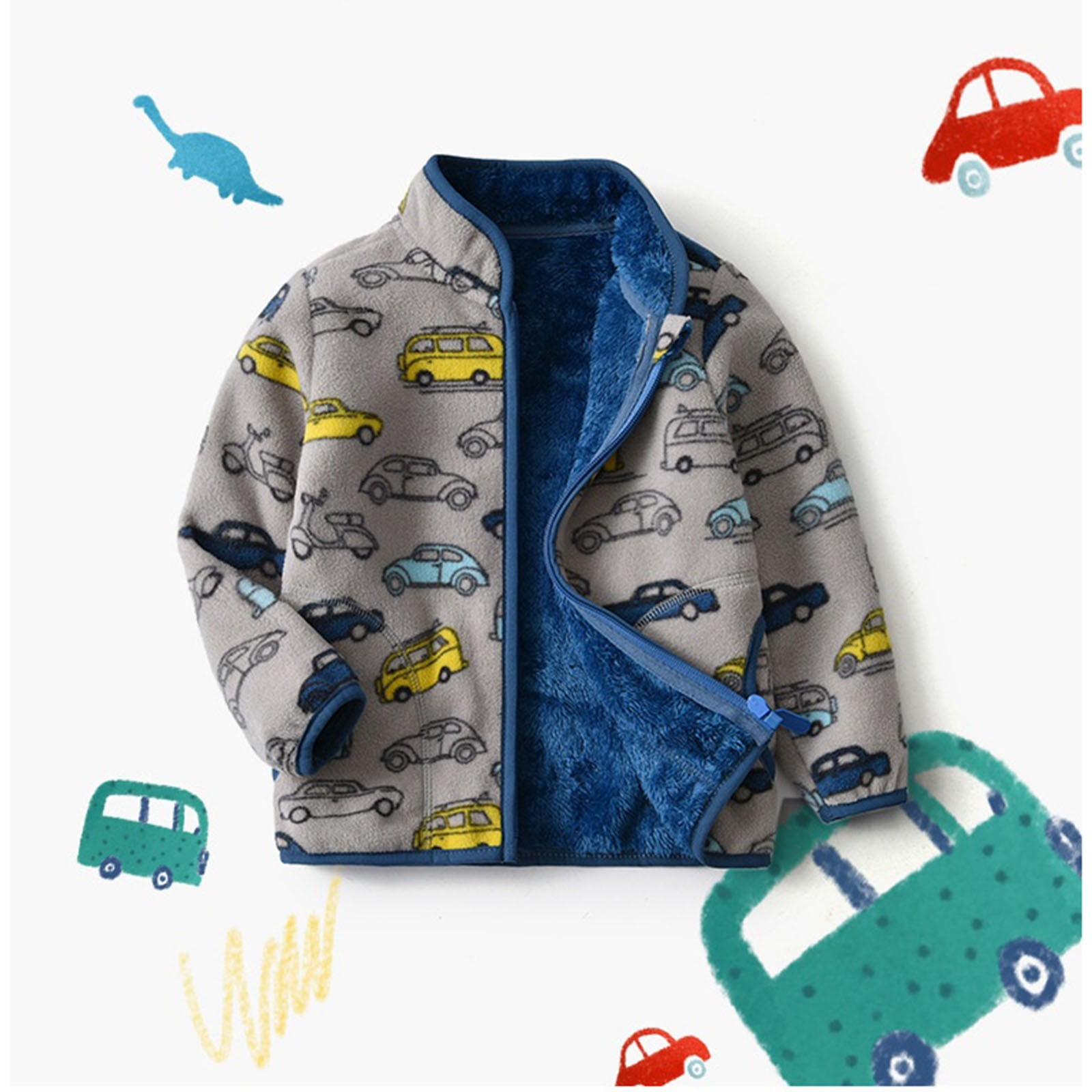 Baby Warm Jacket Cute Cartoon Animal Printed Long Sleeve Boy Winter ...