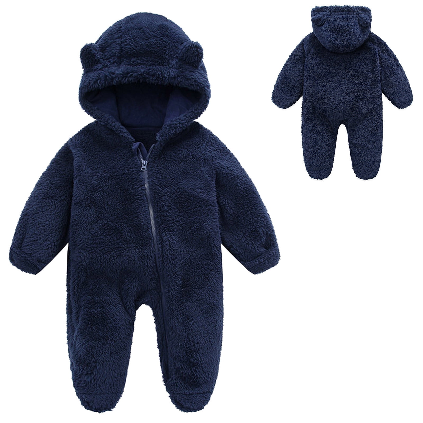 Baby Warm Jumpsuit Cute Bear Ear Hooded Jumpsuit Romper Furry Suit for ...