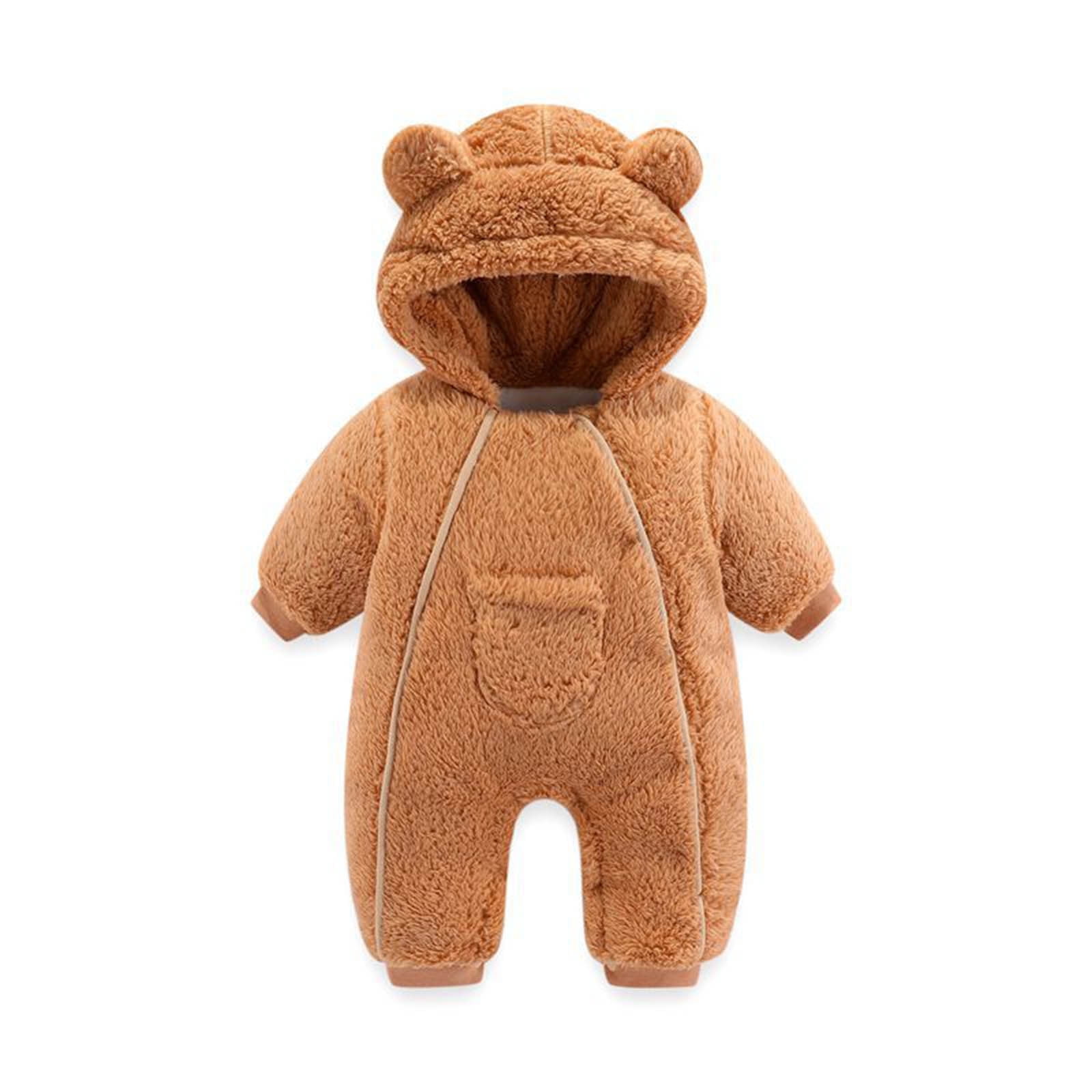 Baby Fluffy Cute Cartoon Animal Outfit Hooded Romper Outfits Baby Bear ...