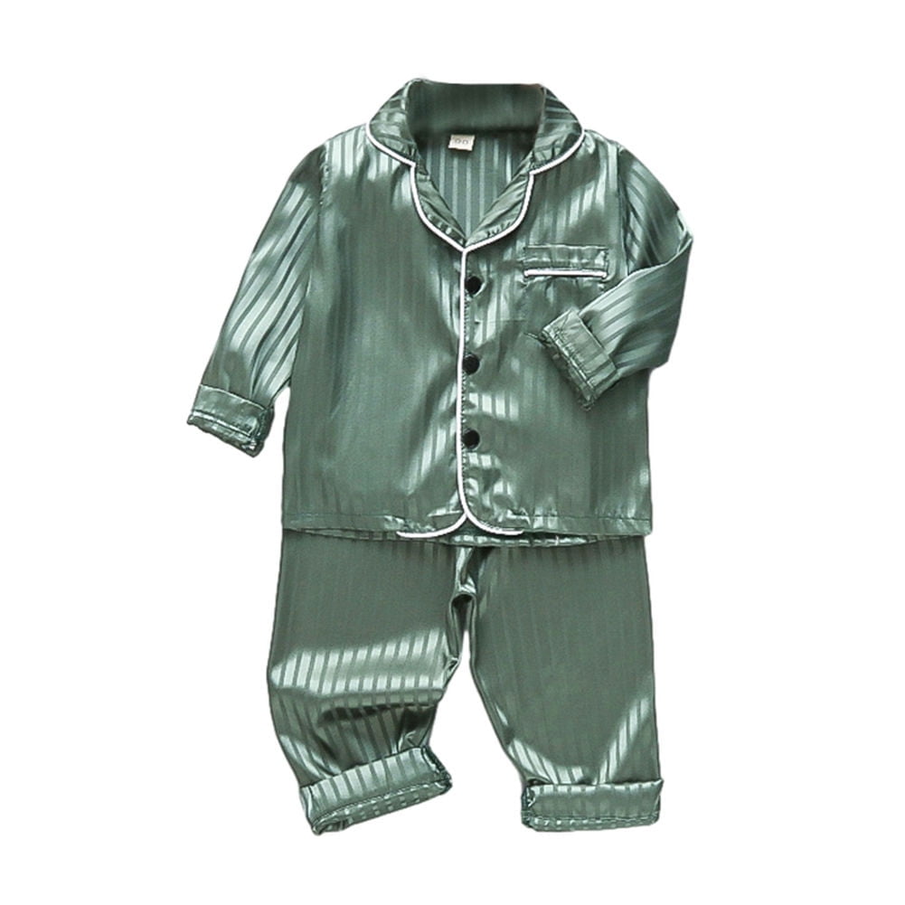 Baby Newborn Silk Pajamas Set 2PCS for Boys Girls Satin Long Sleeve ...