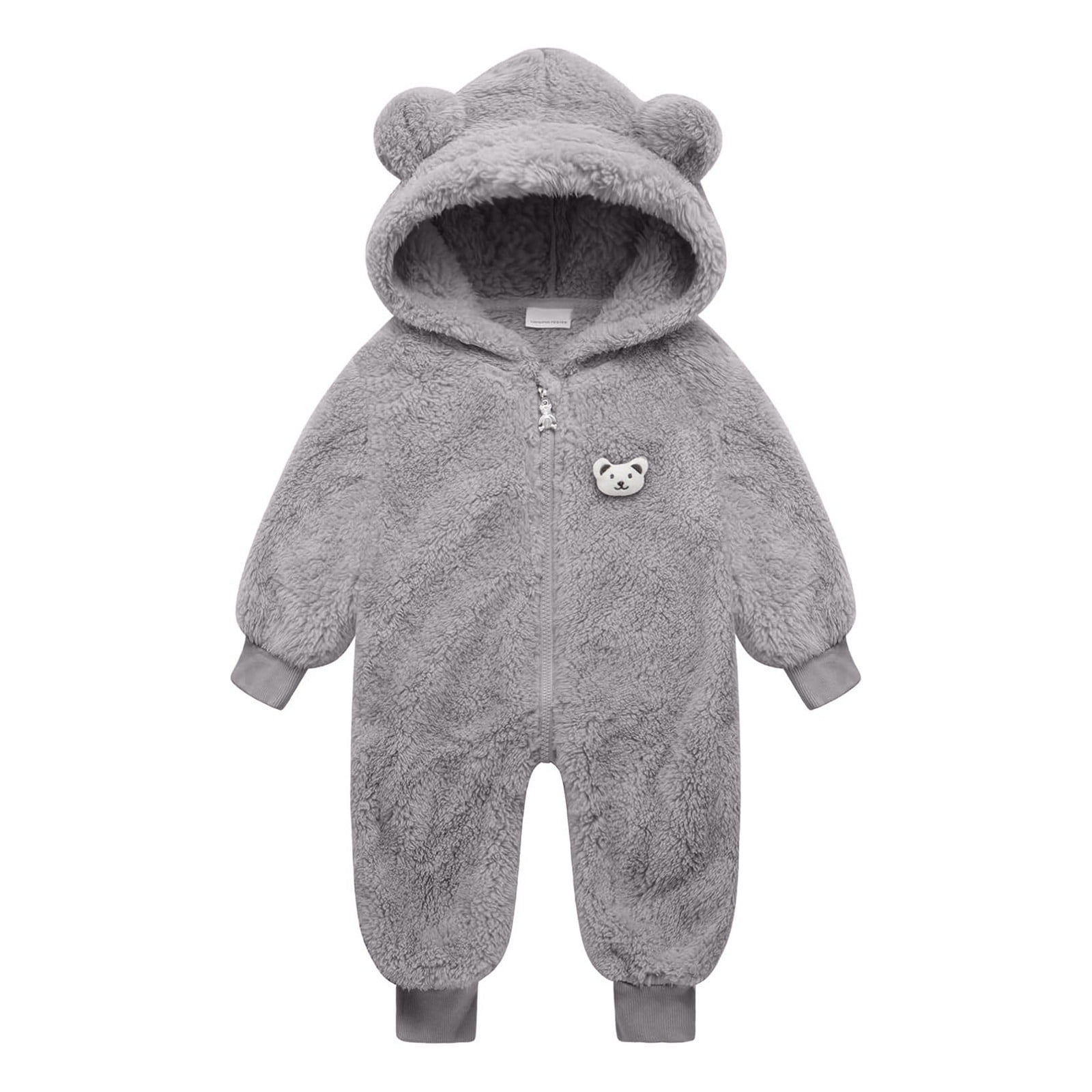 Baby Newborn Winter Fleece Clothes Hooded Romper Outfits Cute Winter ...