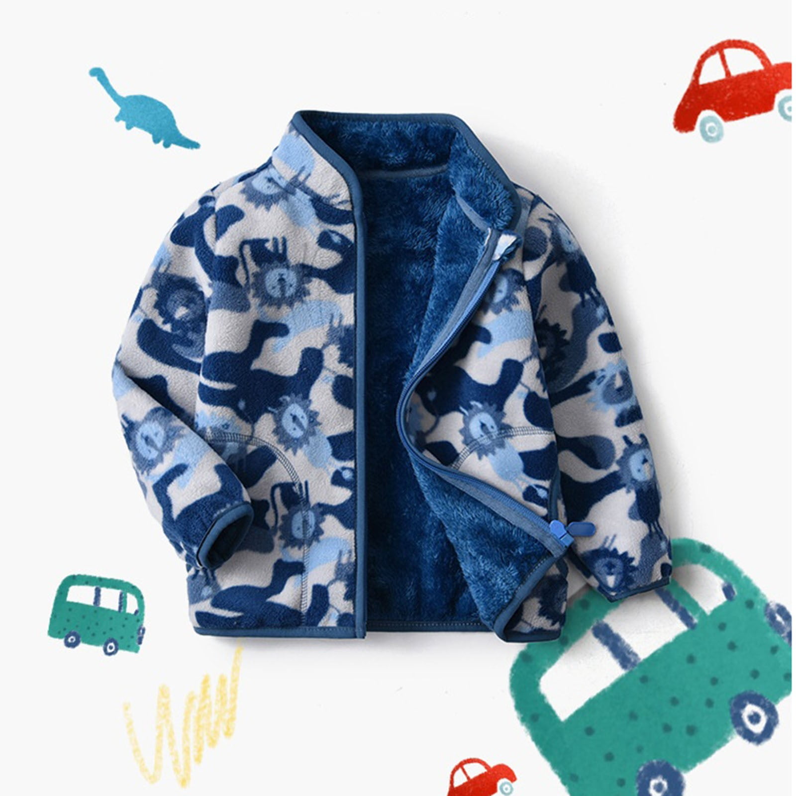 Baby Winter Jacket Cute Printed Solid Long Sleeve Soft Lightweight Baby ...