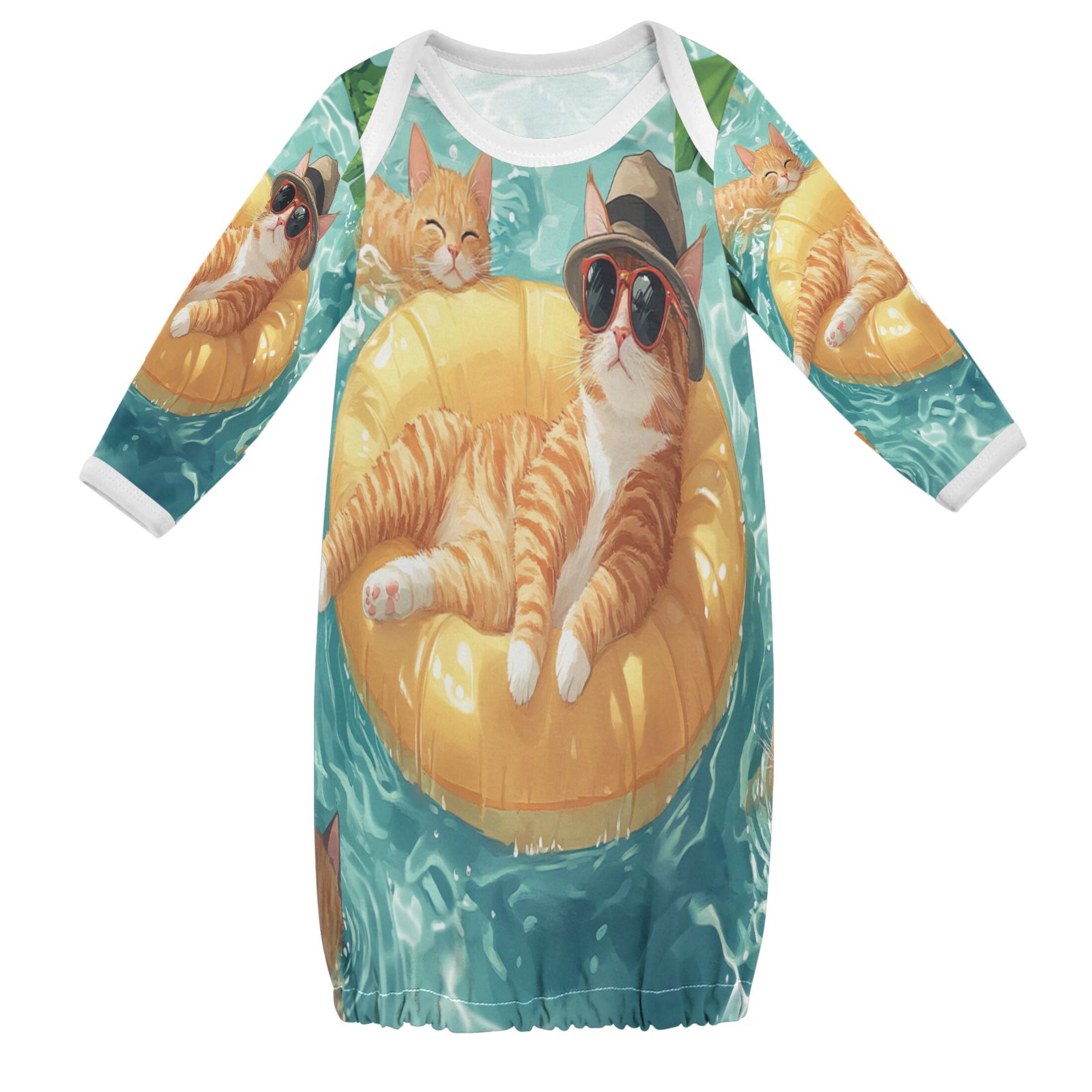 Baby Night dress Cartoon Creative Cats Relaxing in PoolSleepwear ...