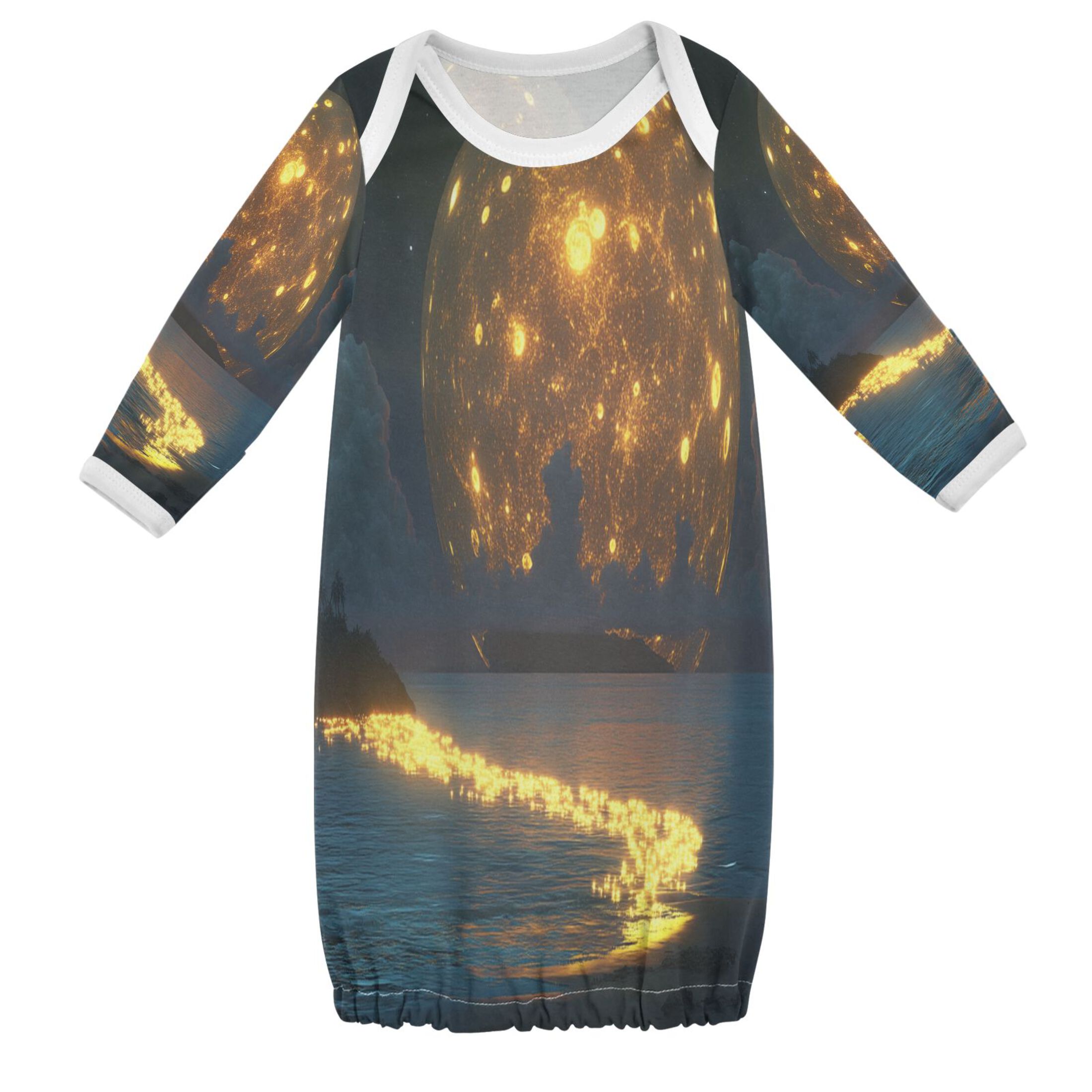 Baby Night dress Cartoon Creative Glowing Moon over OceanSleepwear ...