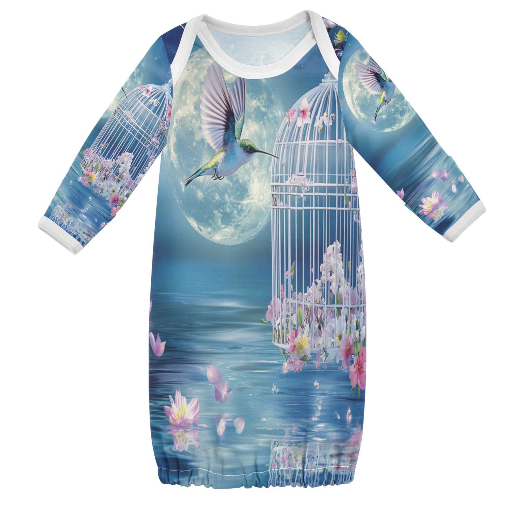 Baby Night dress Cartoon Creative Hummingbird Cage Flowers Moonlit ...