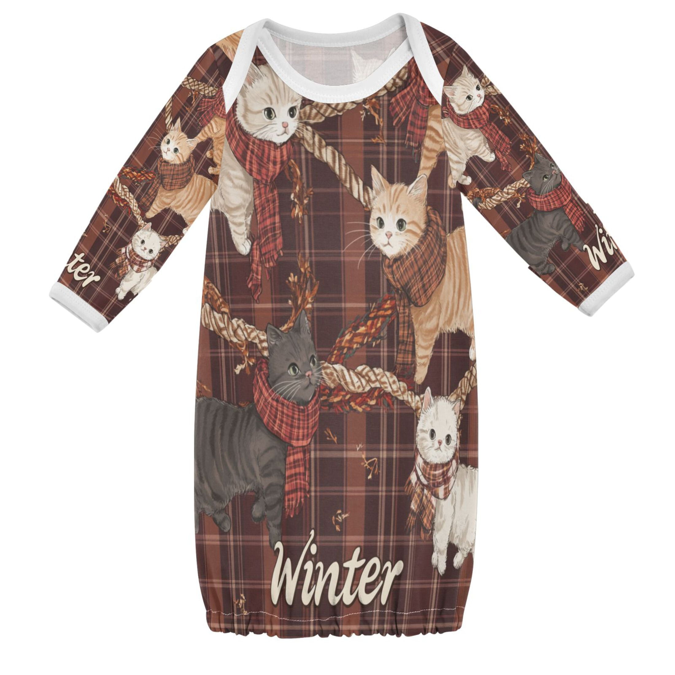 Baby Night dress Cartoon Creative Plaid Of Cats Sleepwear Outfits ...