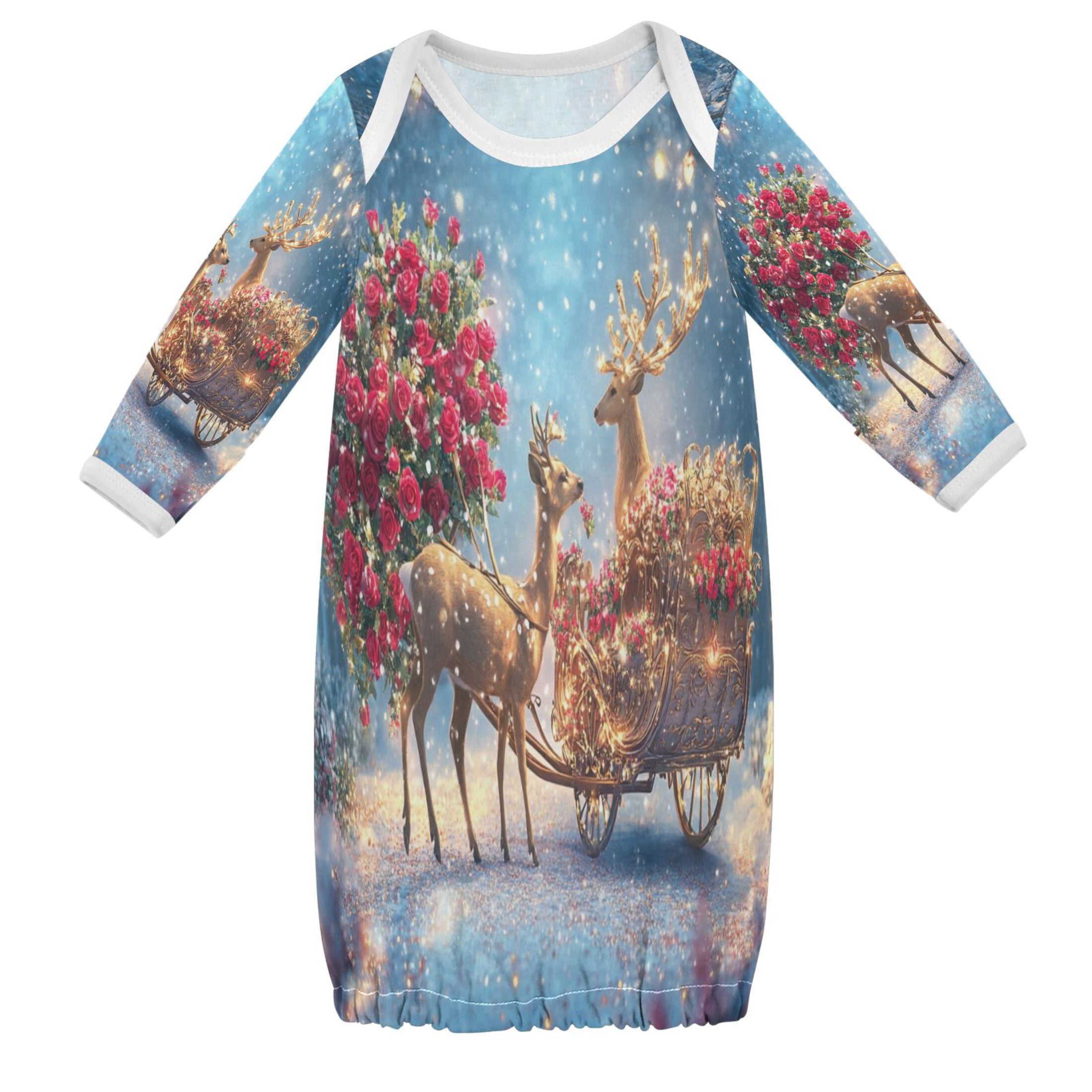 Baby Night dress Cartoon Creative Reindeer Pulling Floral ...