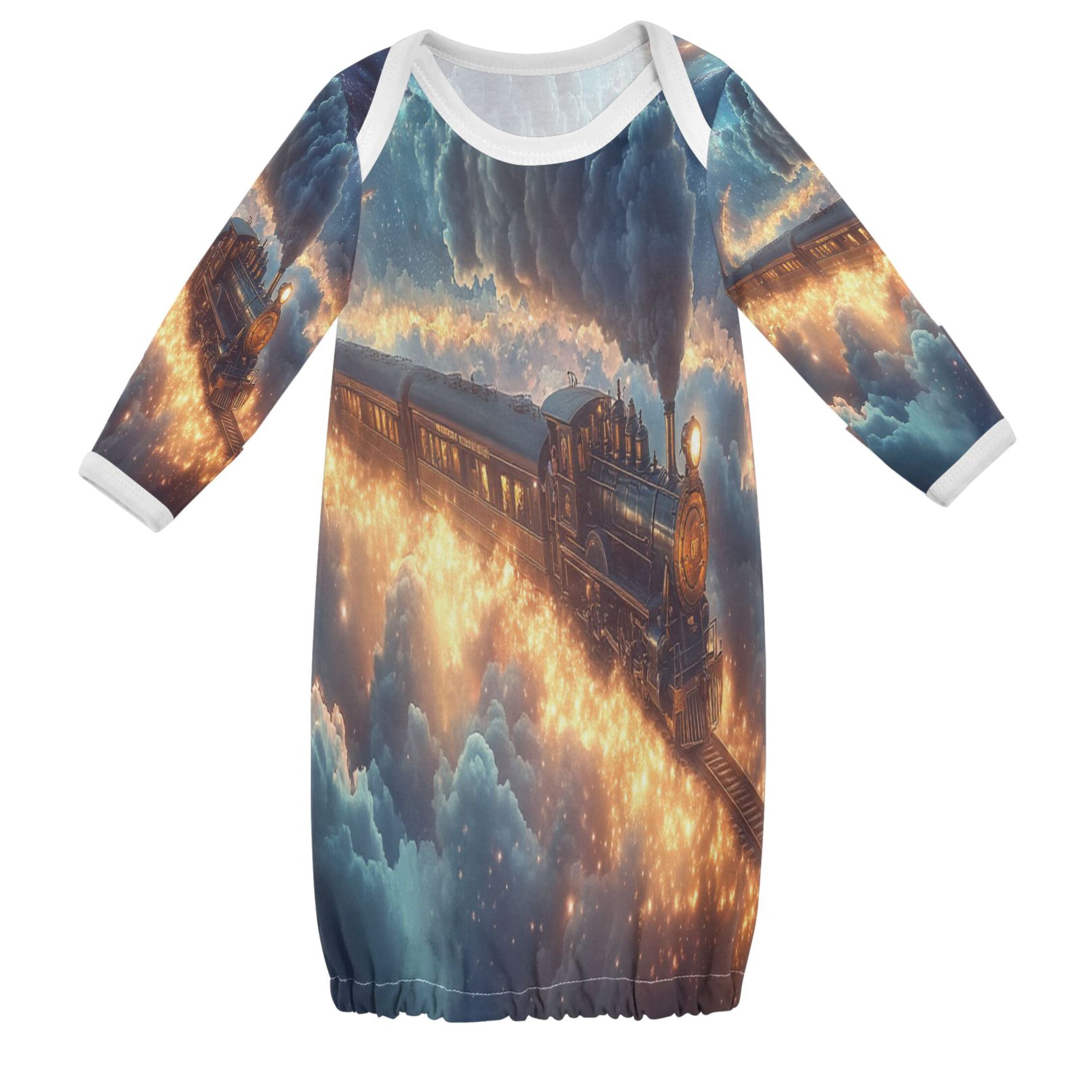 Baby Night dress Cartoon Creative Train Traveling Through Starry ...